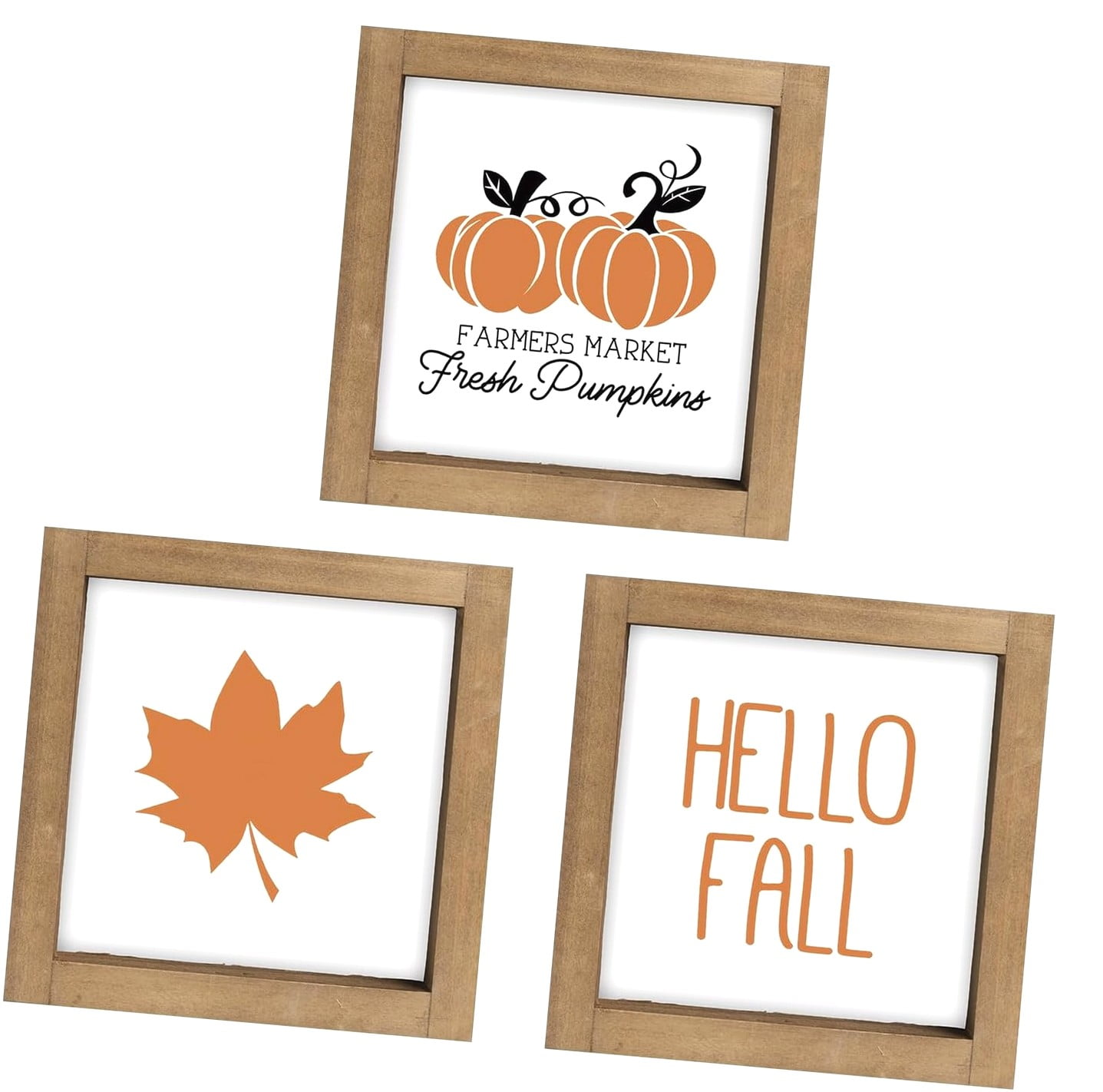 SKYSONIC 3 Piece Fall Wooden Sign, Hello Maple Leaves Wall Decor ...