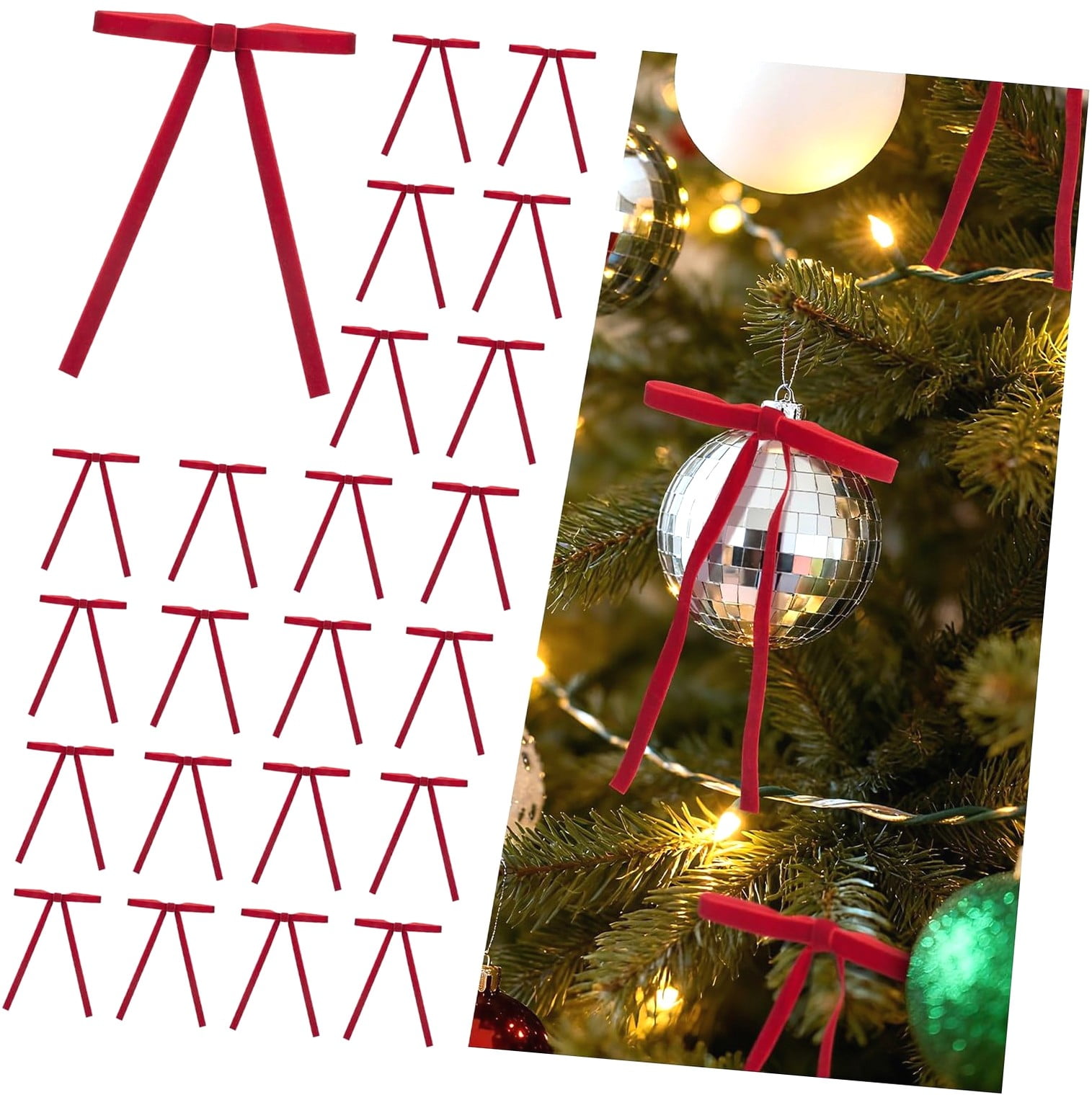 SKYSONIC 30 Pcs Red Velvet Bows for Christmas Tree 5 7 Inch Bows for ...