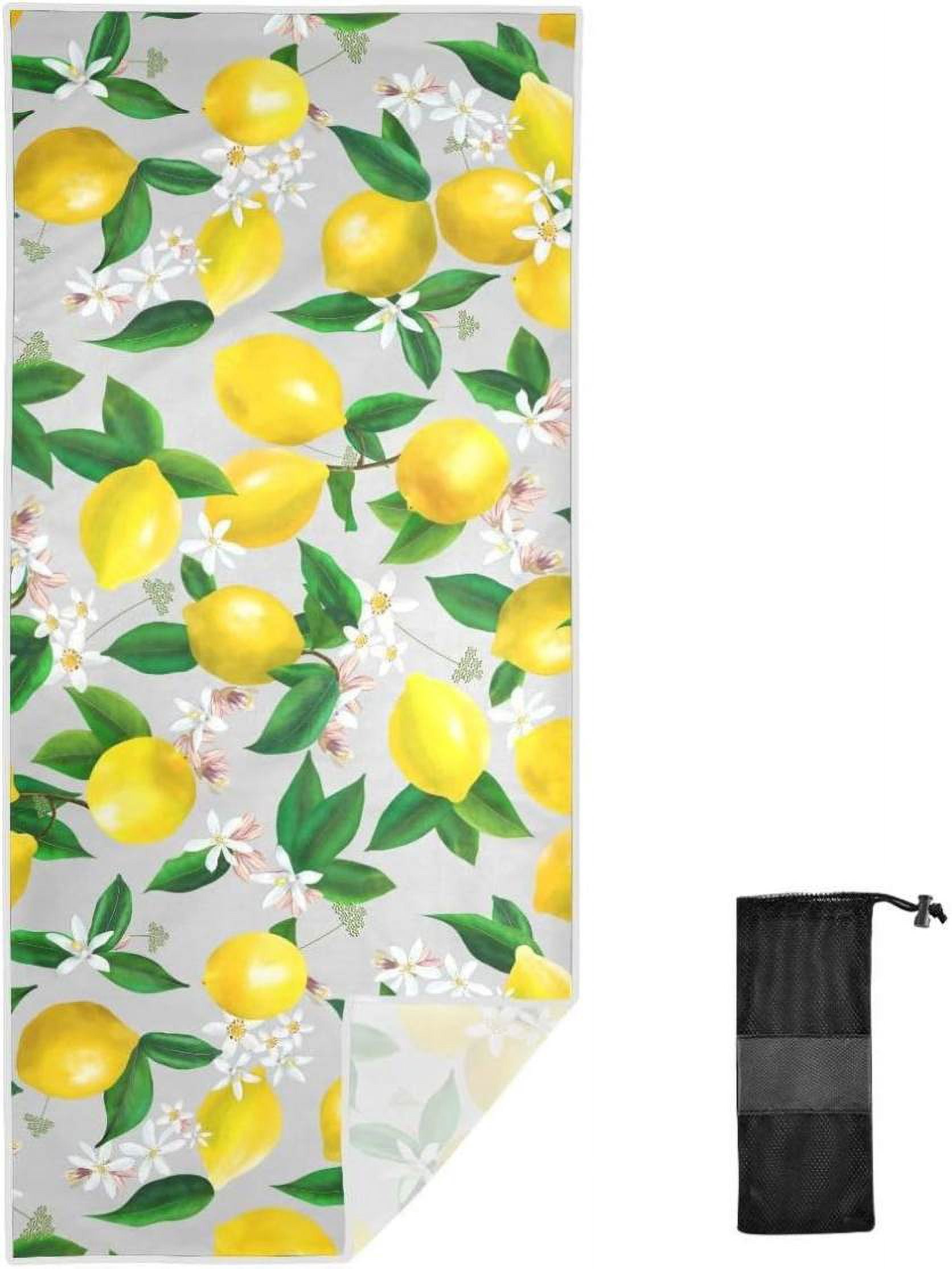 SKYSONIC 30"x60" Beach Towel with Travel Bag, Lemon Seamless Pattern ...