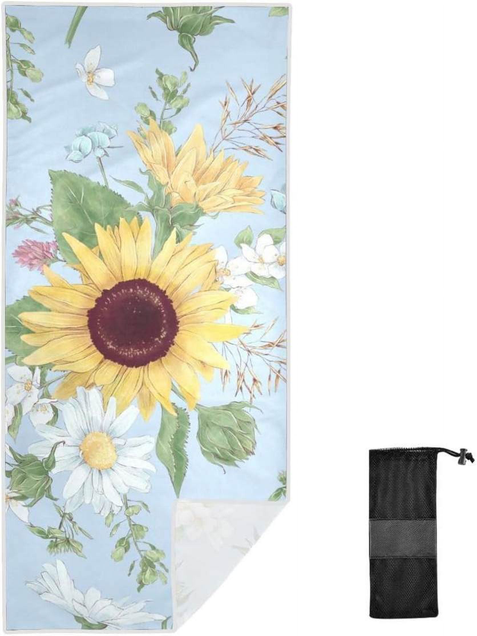 SKYSONIC 30"x60" Beach Towel with Travel Bag, Sunflowers and ...