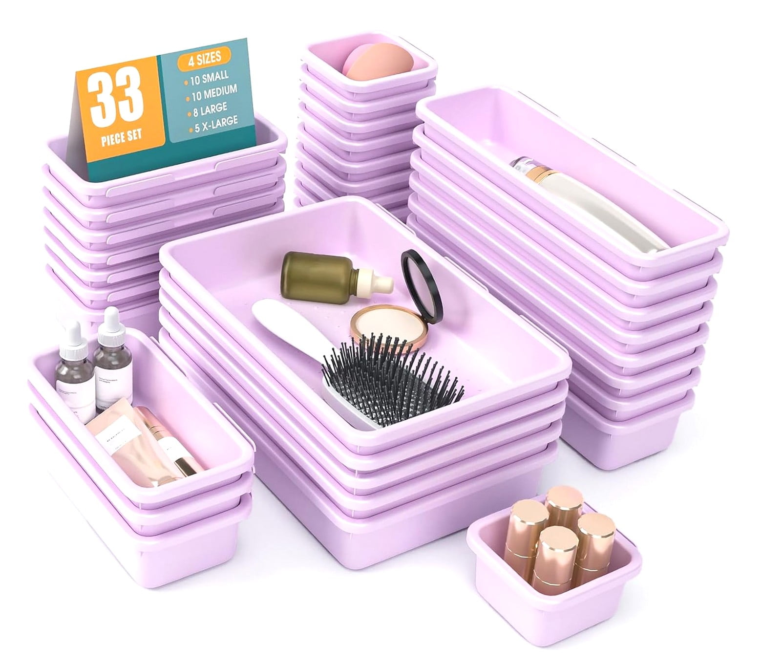 SKYSONIC 33 PCS Drawer Organizer Set, 4 Size Drawer Divider Organizer ...