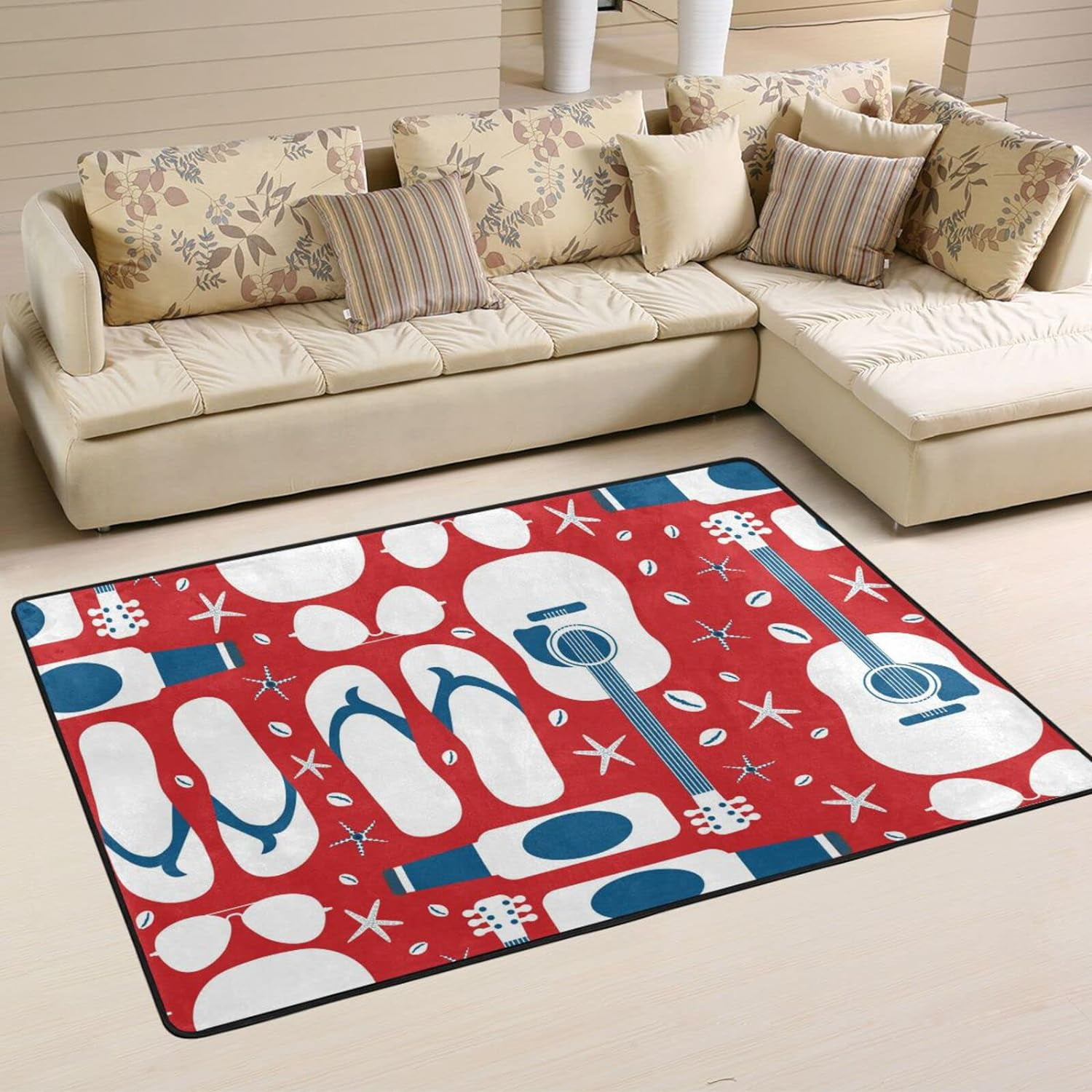 SKYSONIC 36x24in Beach Party Summer Area Rug, Non-Slip Floor Carpet for ...