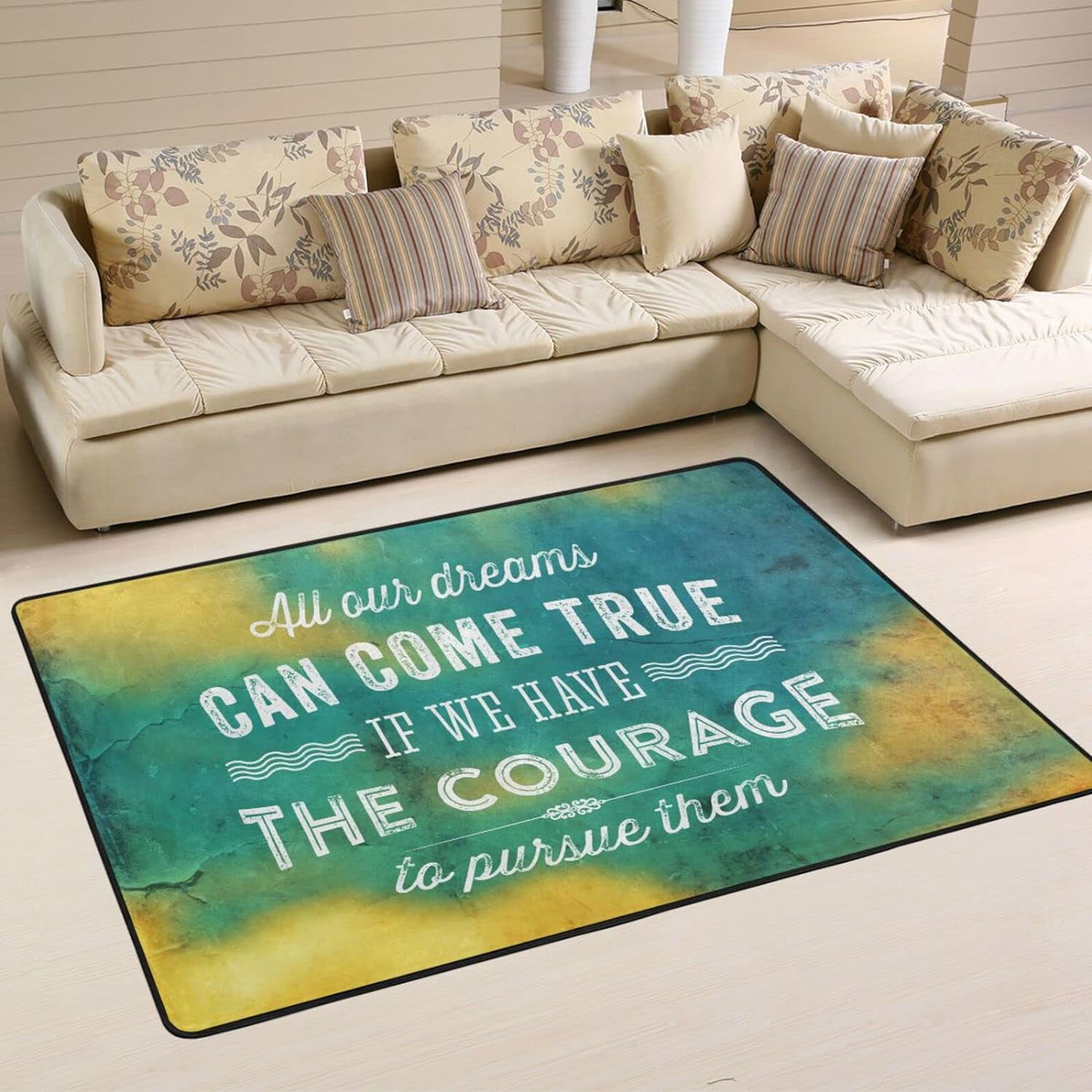 SKYSONIC 36x24in Dream Inspirational Quotes Area Rug, Retro Poster Non ...