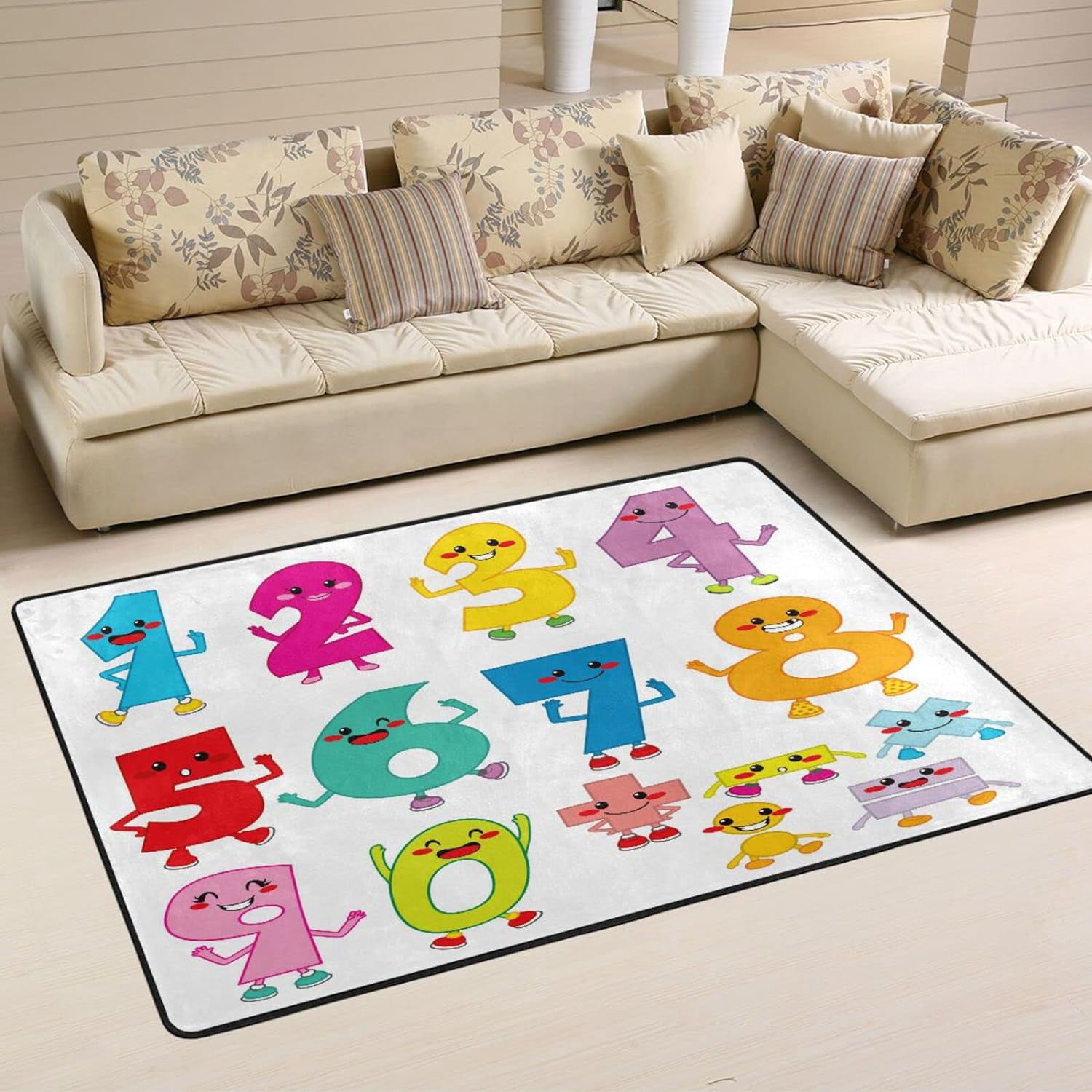 SKYSONIC 36x24in Funny Cartoon Numbers Area Rug, Non-Slip Floor Carpet ...