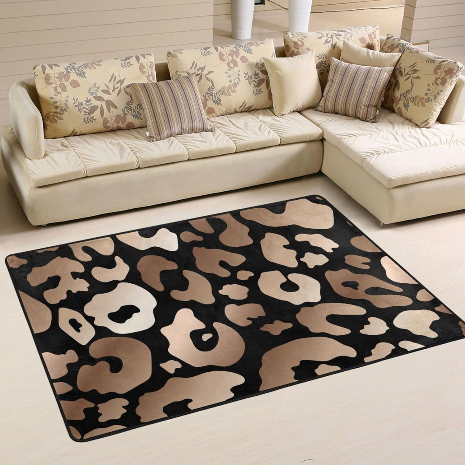 SKYSONIC 36x24in Leopard Printed Pattern Area Rug, Glitter Bling Pink ...