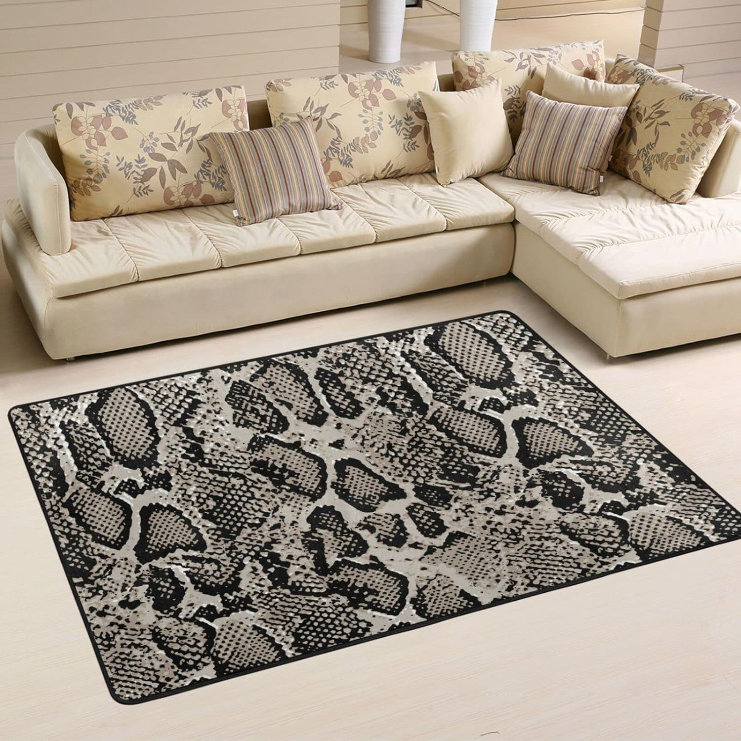 SKYSONIC 36x24in Snake Skin Texture Area Rug, Non-Slip Floor Carpet for ...