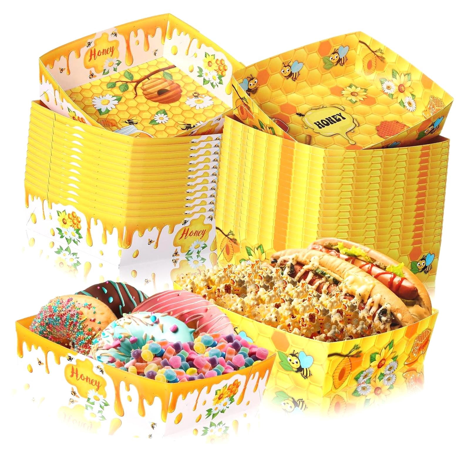 SKYSONIC 36 Piece Bee Party Paper Food Trays, 5 lb Capacity, Large ...