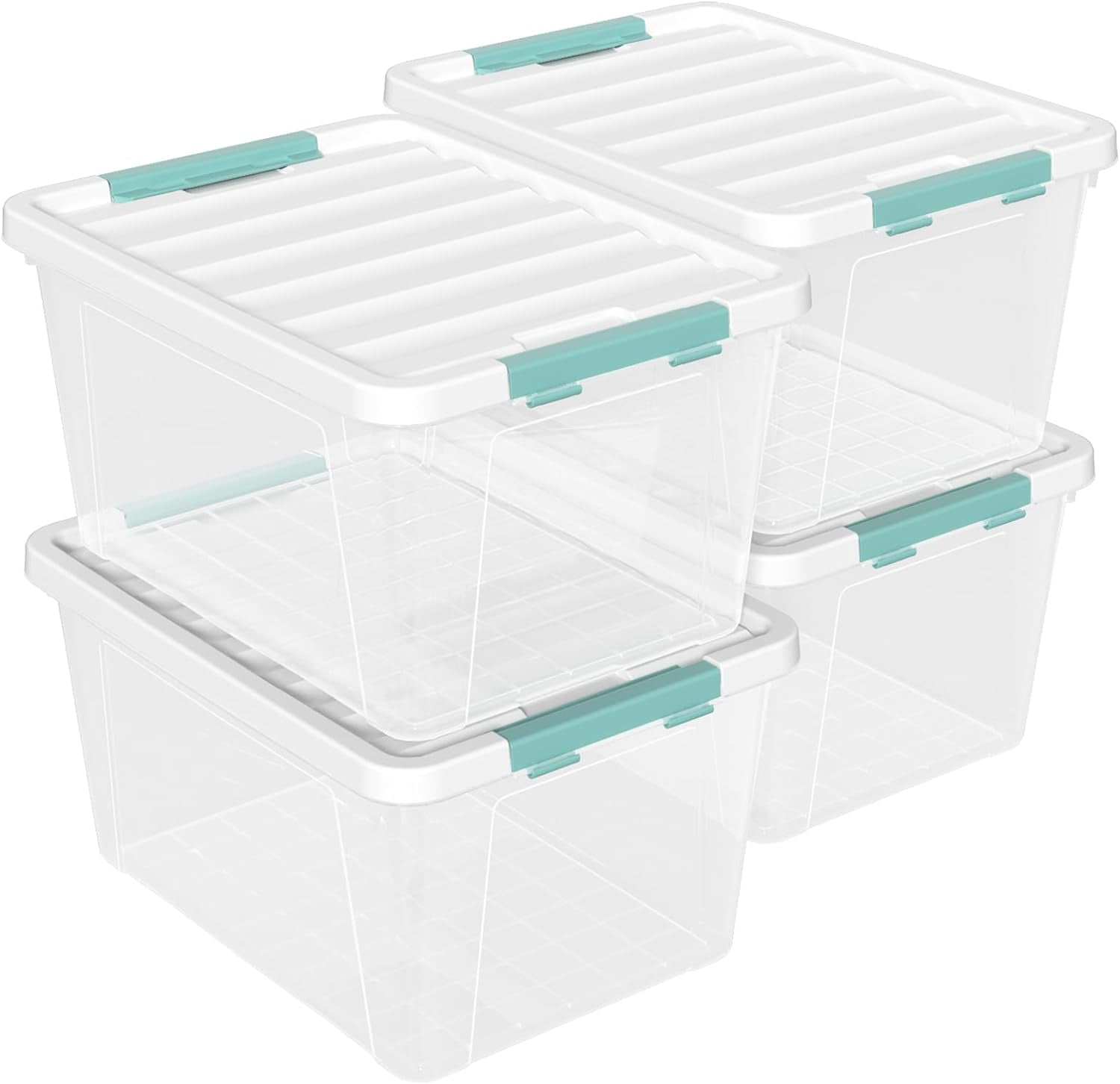 SKYSONIC 36 Quart Large Plastic Storage Boxes with Lids, Clear Plastic ...