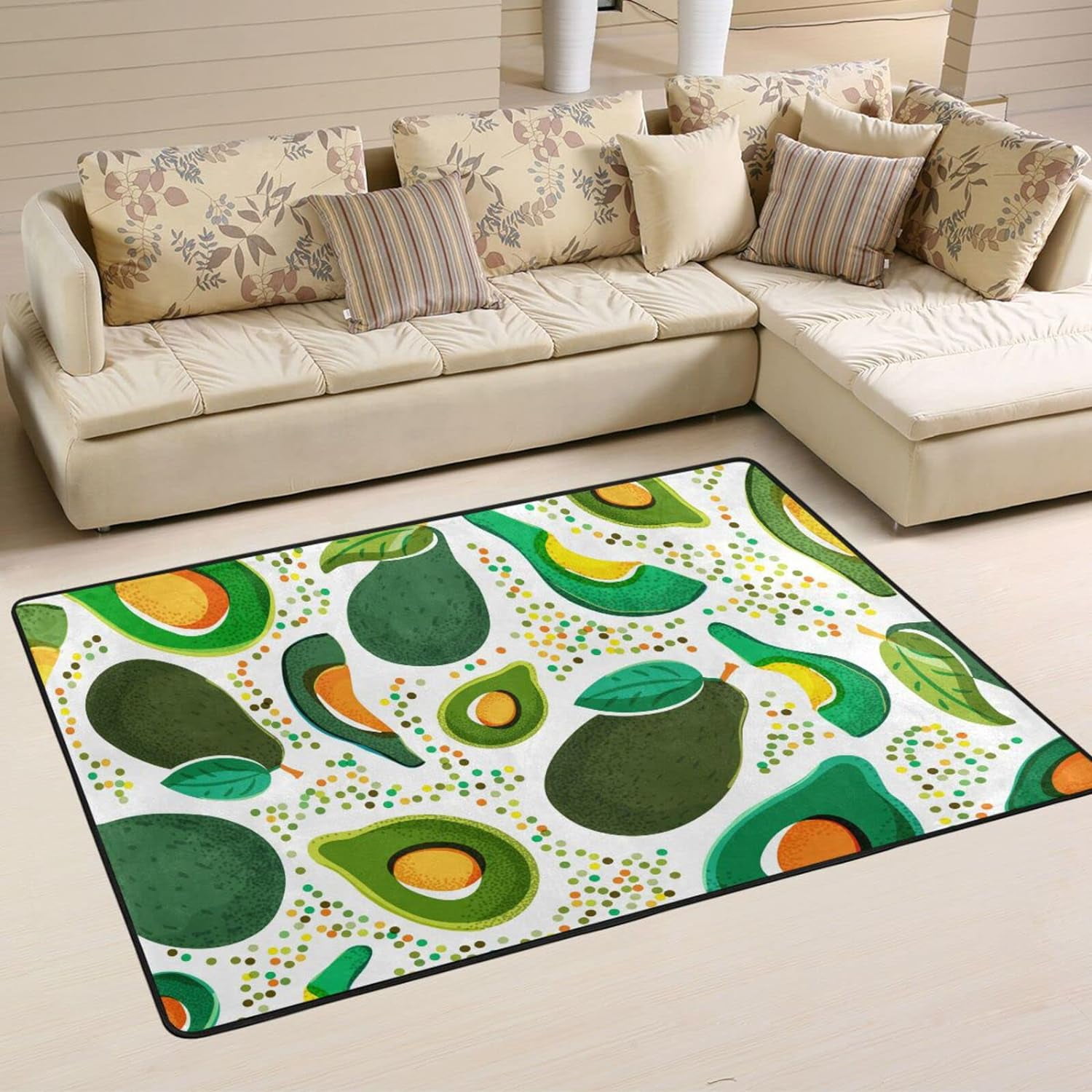 SKYSONIC 36x24in Avocado Slice Pattern Area Rug, Non-Slip Floor Carpet ...