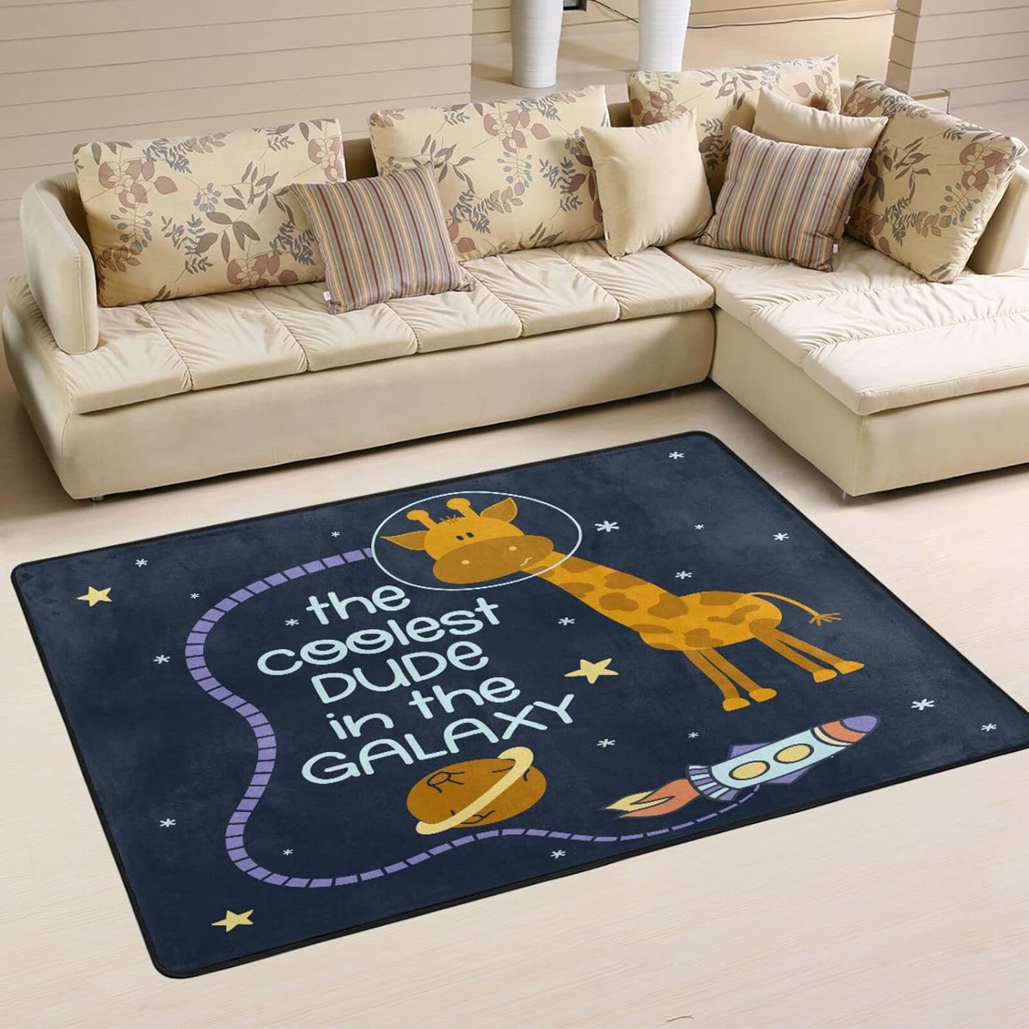 SKYSONIC 36x24in Cute Cartoon Giraffe Area Rug, The Coolest Dude in The ...