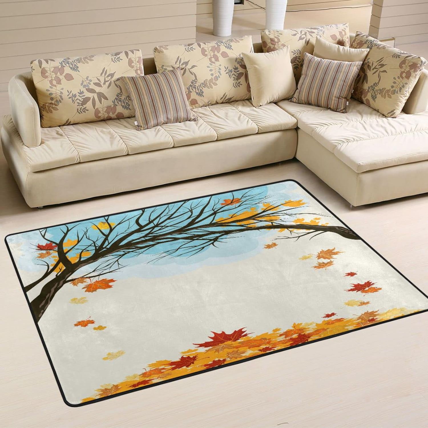 SKYSONIC 36x24in Fall Maple Tree Area Rug, Non-Slip Floor Carpet for ...