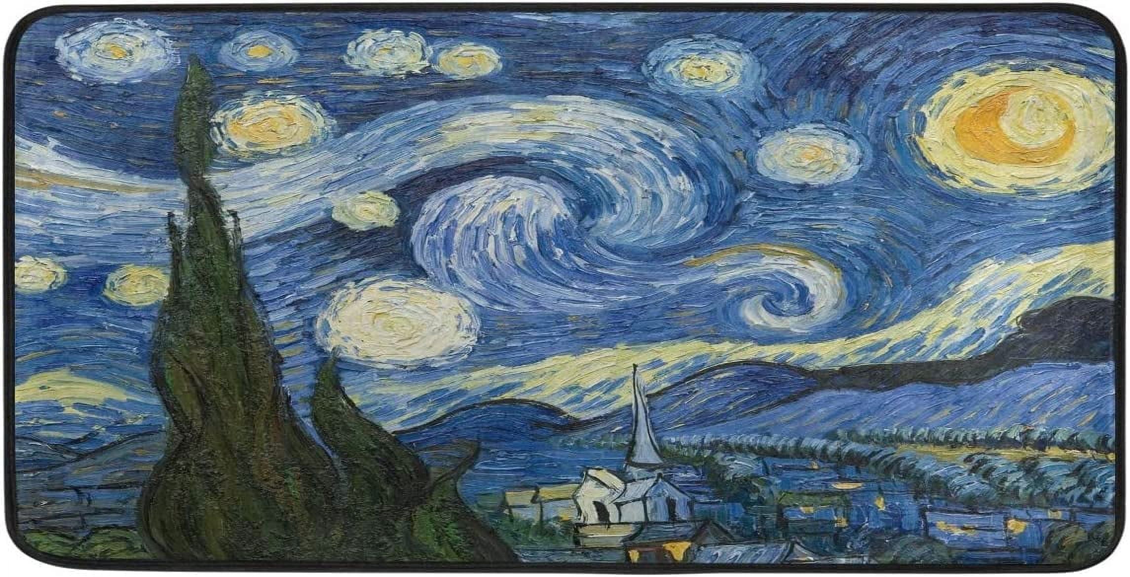 SKYSONIC 39x20 Inch Area Rug Van Gogh The Starry Night Art Door Mat ...