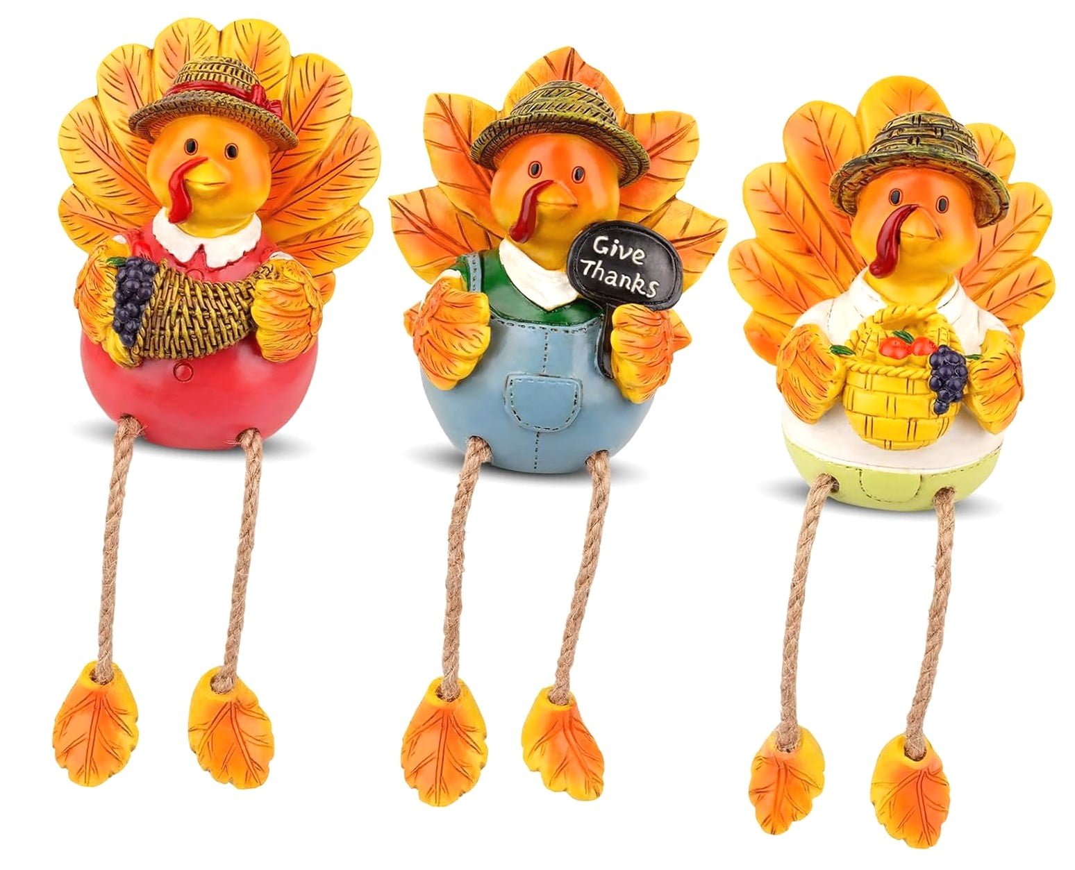 SKYSONIC 3pcs Thanksgiving Turkey Figurine, Turkey Maple Statue with ...