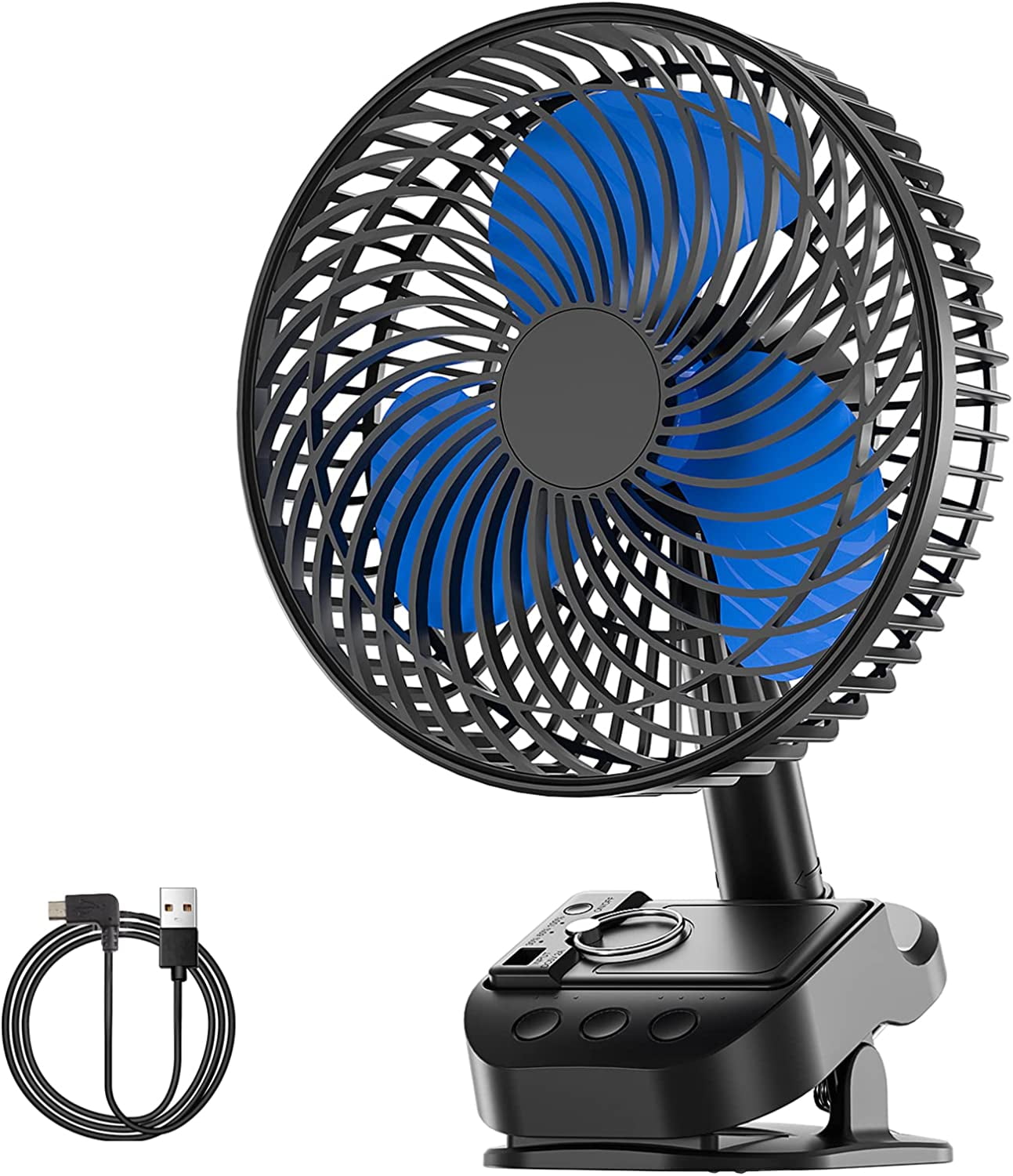 SKYSONIC 4 in1 USB Fan, 8” Clip Fan, 10000mAh Rechargeable Table Fan, 5 ...