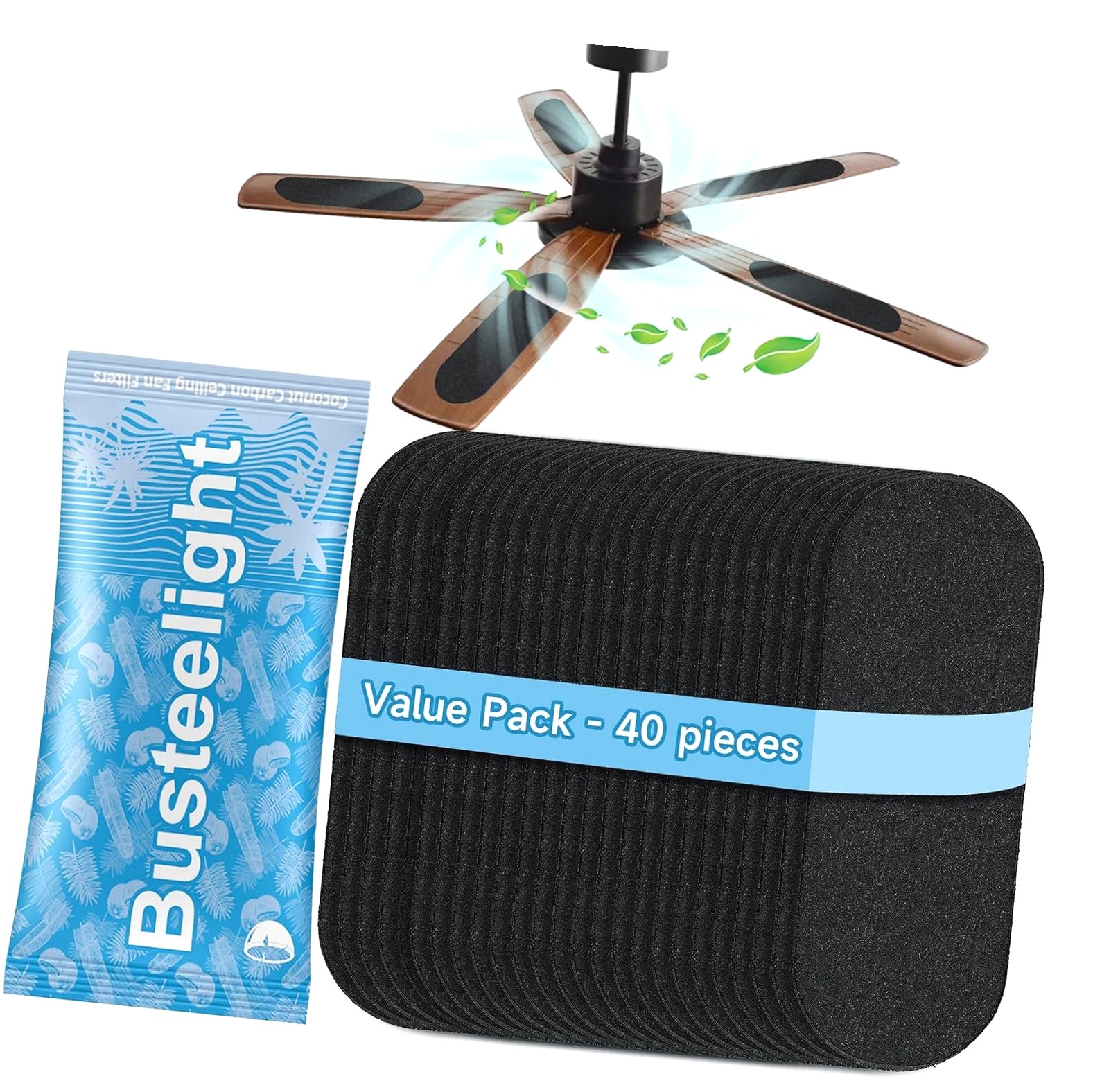 SKYSONIC 40 Pcs Ceiling Fan Filters for Blades – Fan Air Purifier with ...