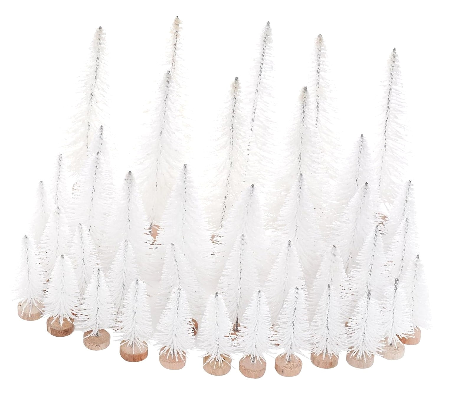 SKYSONIC 40 Pieces Christmas Trees Artificial Pine Trees with Wood Base ...