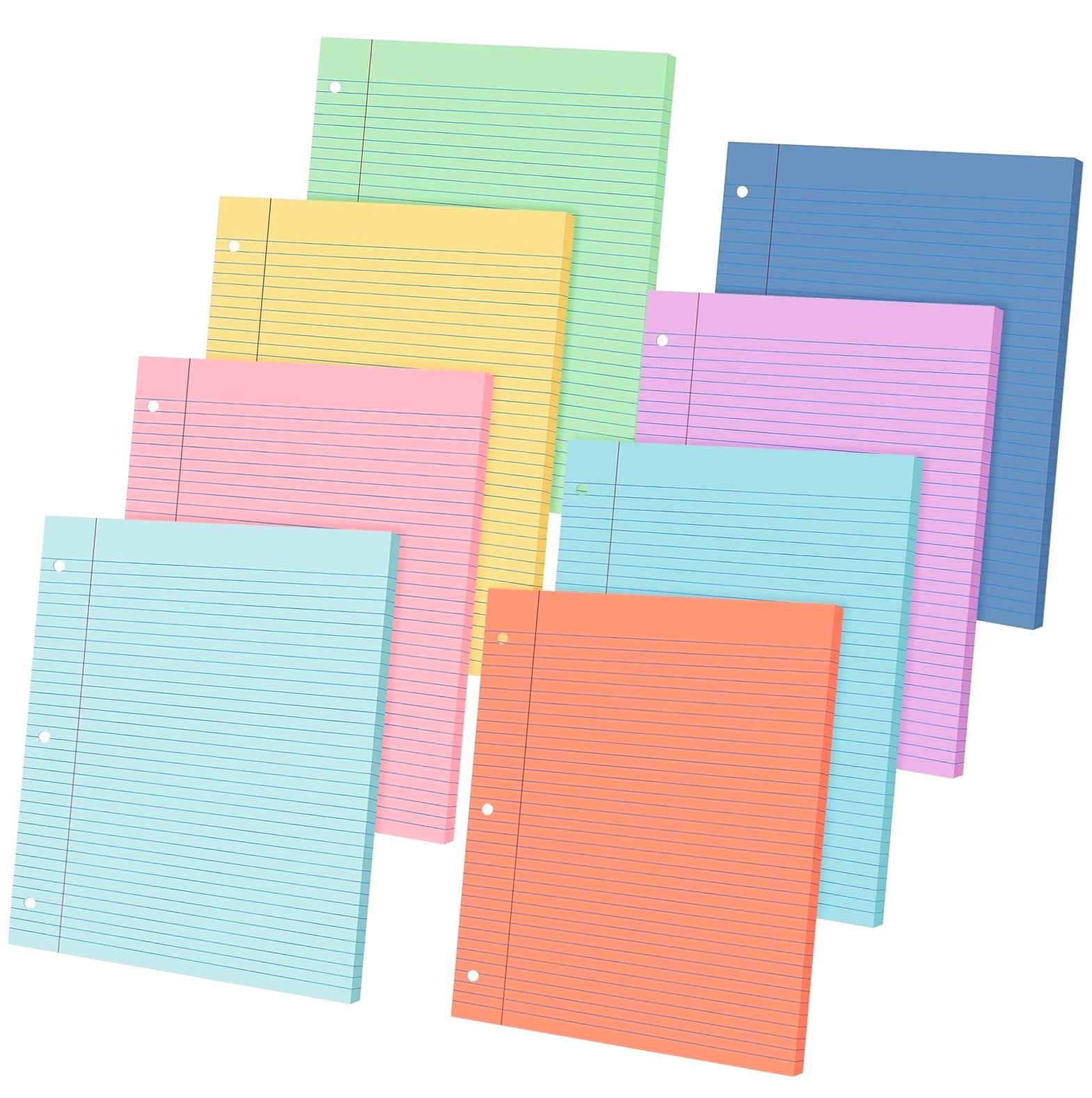 SKYSONIC 400 Colored Loose Paper 8.5" 11" ruled Lined 3 Hole Punched ...