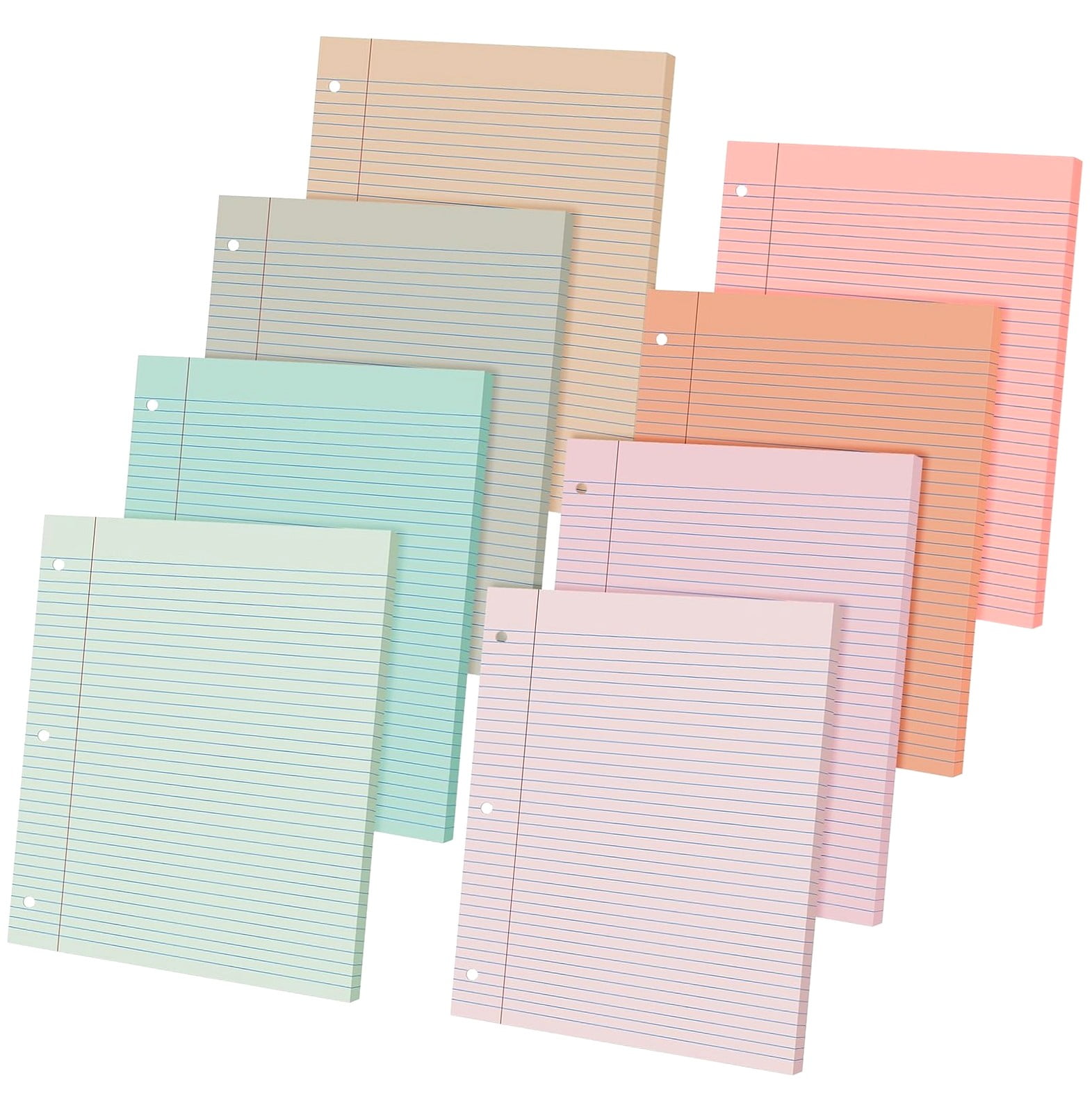 SKYSONIC 400 Colored Loose Paper 8.5" by 11" ruled Lined 3 Hole Punched ...