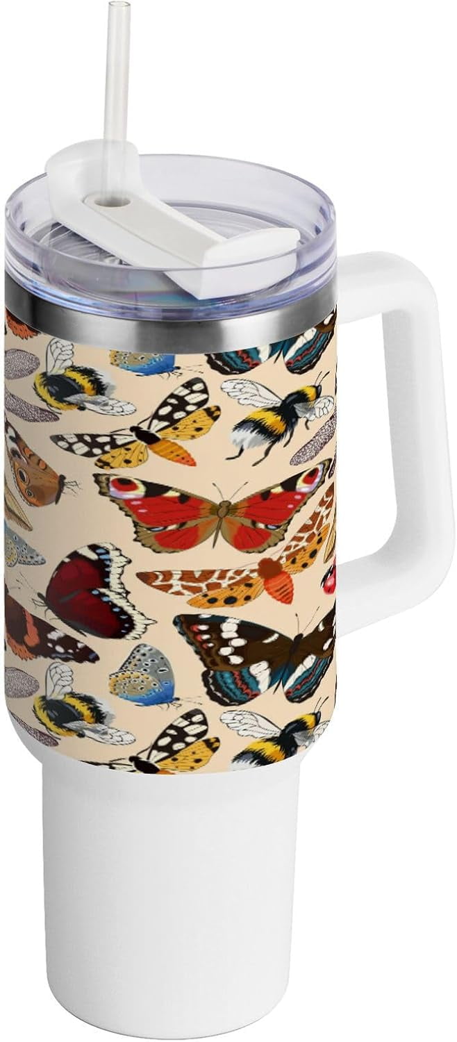 SKYSONIC 40oz Bee Ladybug Tumbler With Lid And Straw Travel Coffee Mug ...