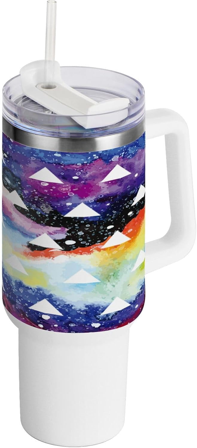 SKYSONIC 40oz Cosmic Starry Triangle Geometry Tumbler With Lid And ...