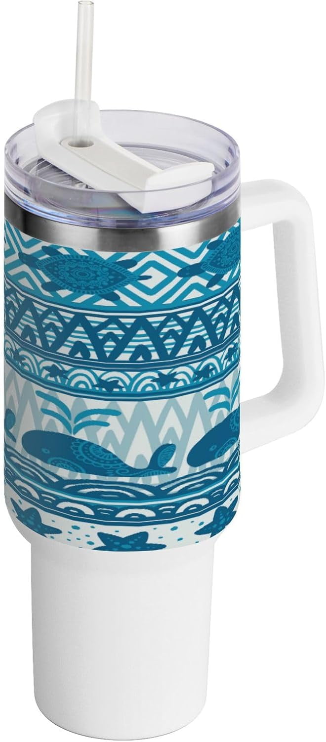 Skysonic 40oz Cute Cartoon Whale Tumbler With Lid And Straw Travel