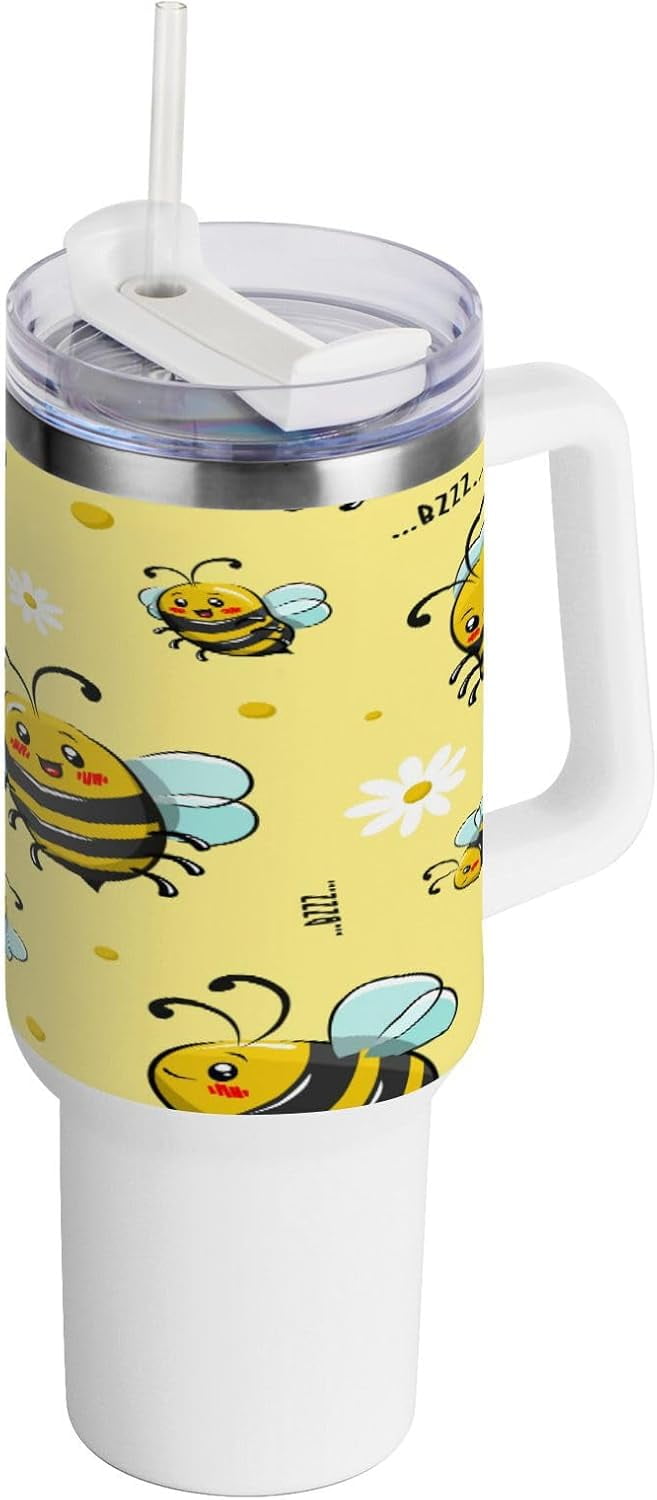 Skysonic 40oz Cute Honey Tumbler With Lid And Straw Travel Coffee Mug