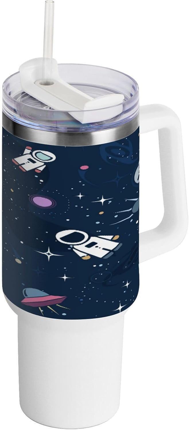 SKYSONIC 40oz Cute Spaceship Rocket Tumbler With Lid And Straw Travel ...