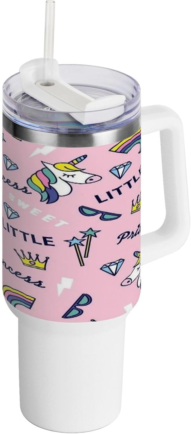 Skysonic 40oz Cute Unicorn Tumbler With Lid And Straw Travel Coffee Mug