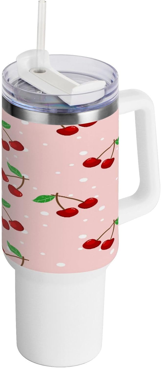 SKYSONIC 40oz Delicious Cherries Tumbler With Lid And Straw Travel ...