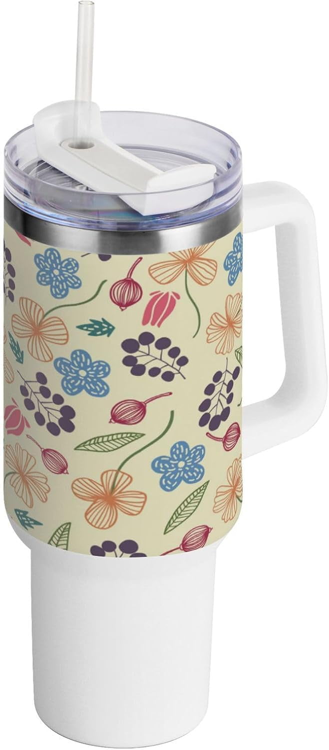 Skysonic 40oz Spring Flower Tumbler With Lid And Straw Travel Coffee