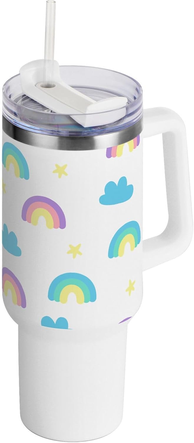 Skysonic 40oz Tumbler With Handle And Straw Double Wall Vacuum Reusable