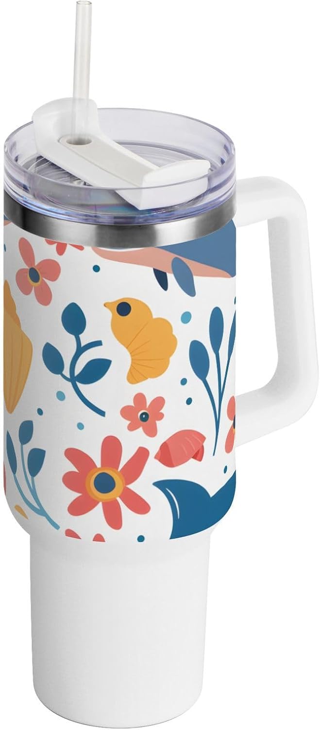 SKYSONIC 40oz Tumbler with Handle and Straw-Sea and Ocean Animals44 ...