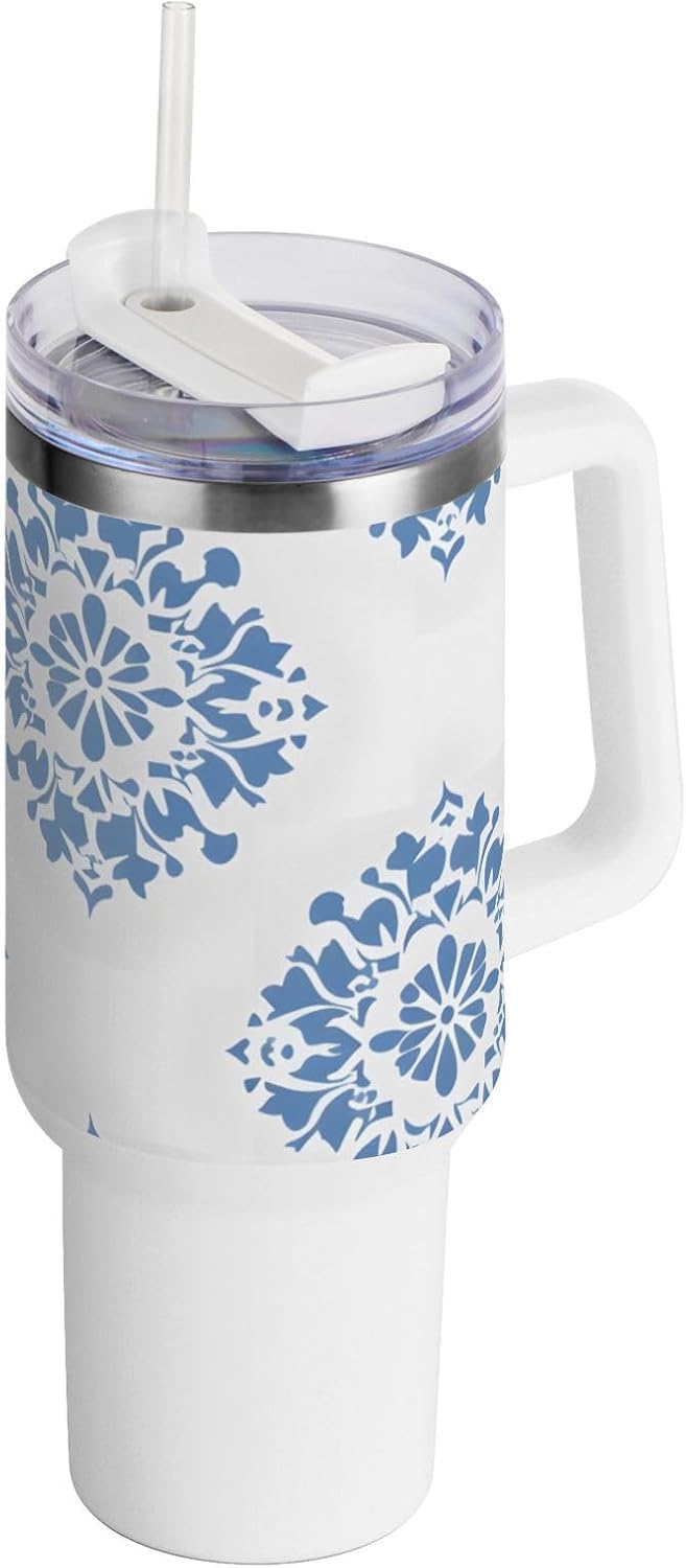 SKYSONIC 40oz Tumbler with Handle and Straw-Double Wall Vacuum Reusable ...