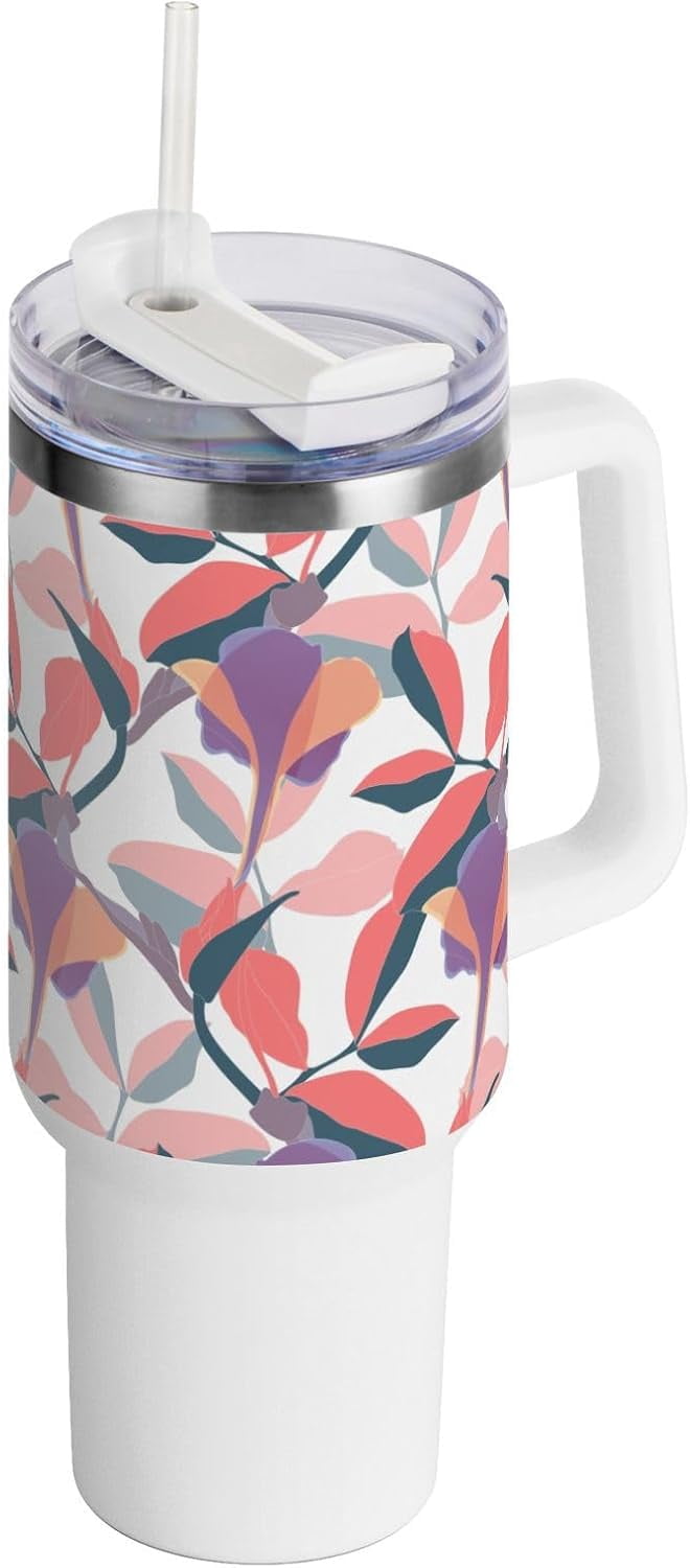 SKYSONIC 40oz Tumbler with Handle and Straw-Double Wall Vacuum Reusable ...