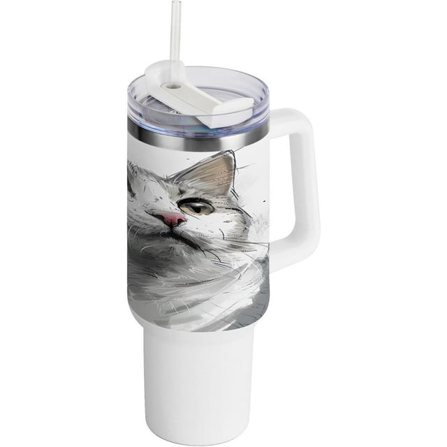 Skysonic 40oz Tumbler With Handle And Straw Lid Double Stainless Steel