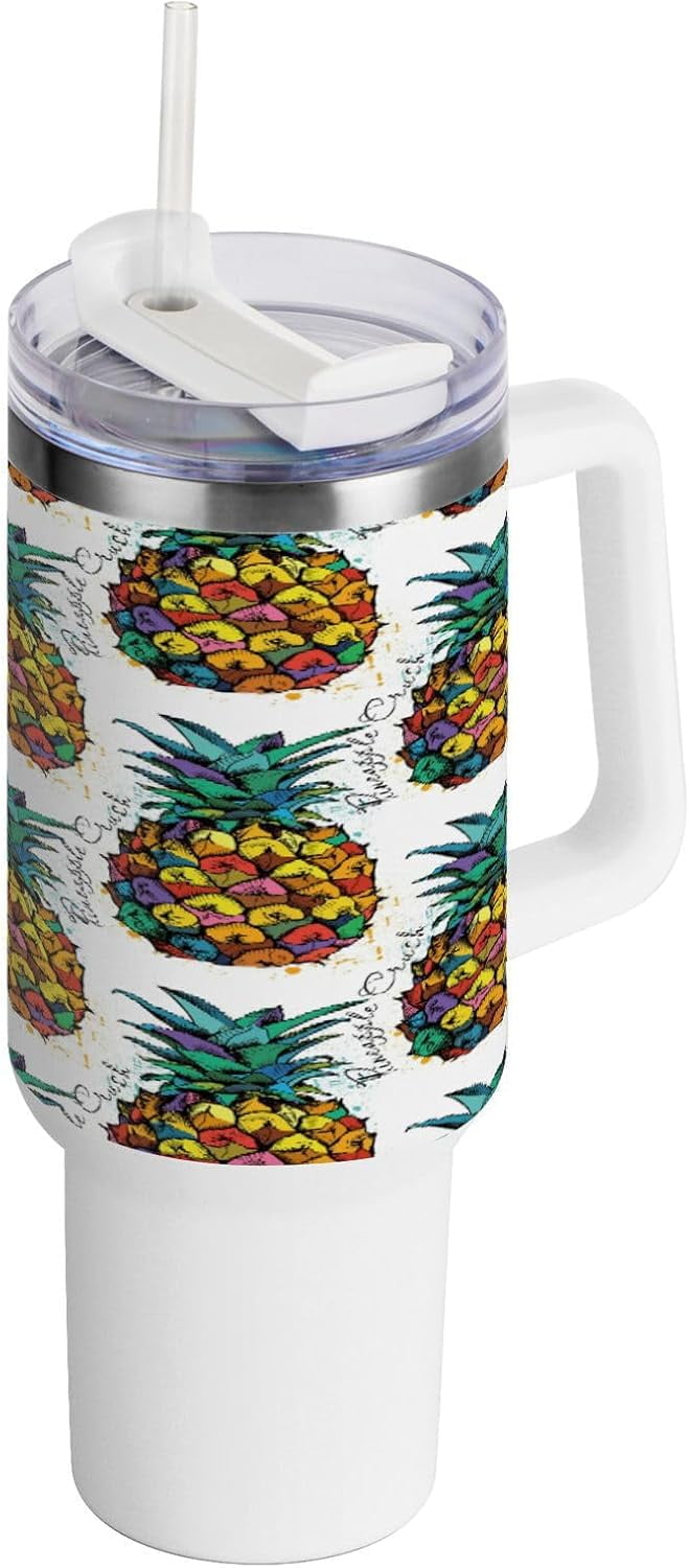Skysonic 40oz Watercolor Pineapple Fruit Tumbler With Lid And Straw