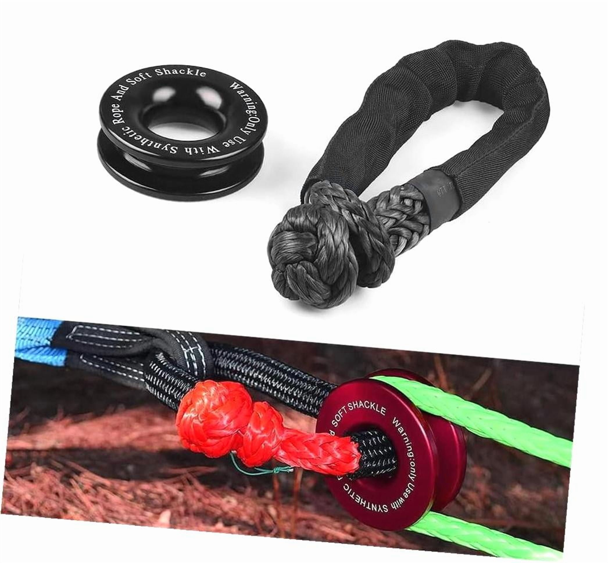 SKYSONIC 41000lbs Winch Rope Soft Shackle+Recovery Set Rugged Shackles ...