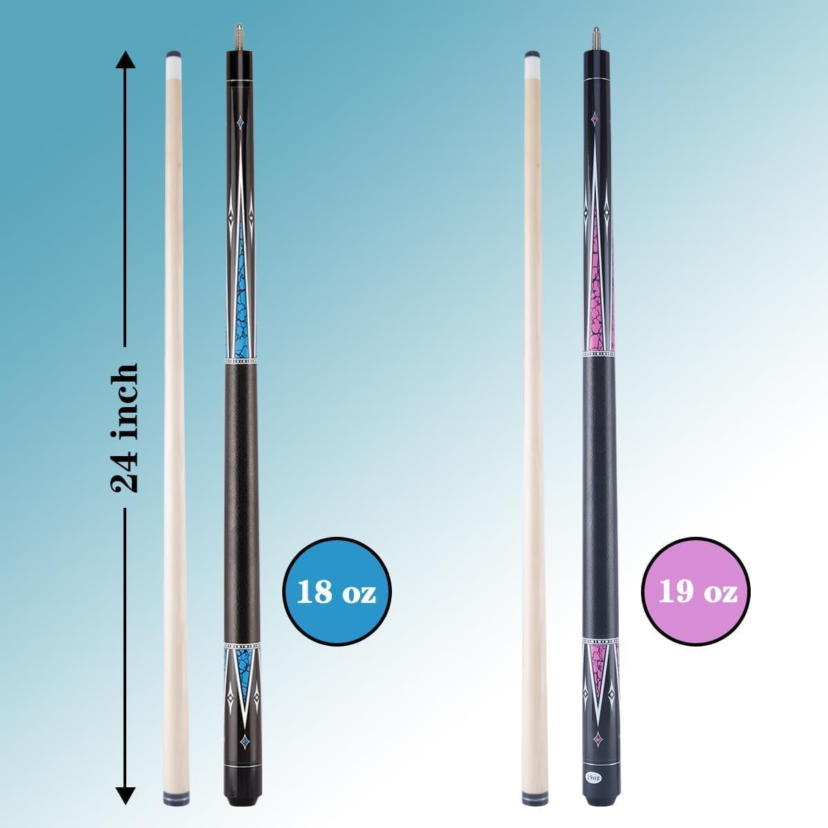 SKYSONIC 48 Inch Short Pool Cue Stick for Beginners, Canadian Maple ...