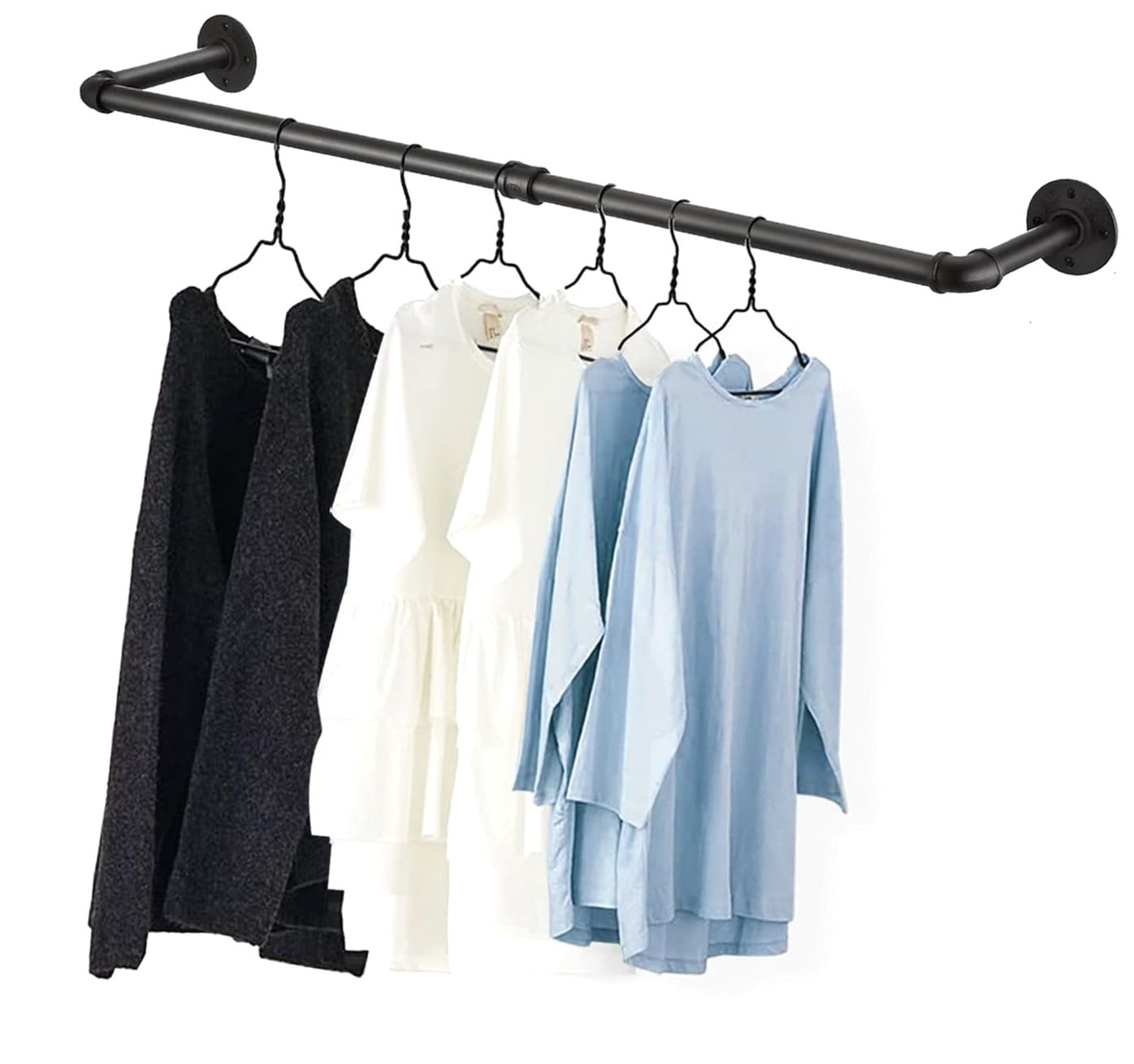 SKYSONIC 48" Wall Mounted Clothes Rack, Industrial Pipe Iron Garment ...