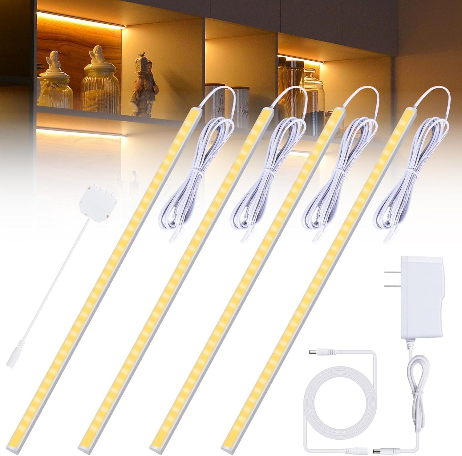 SKYSONIC 4PCS x 12inch Sector Display Cabinet Lights, Dimmable LED Sh Lighting with Memory ...