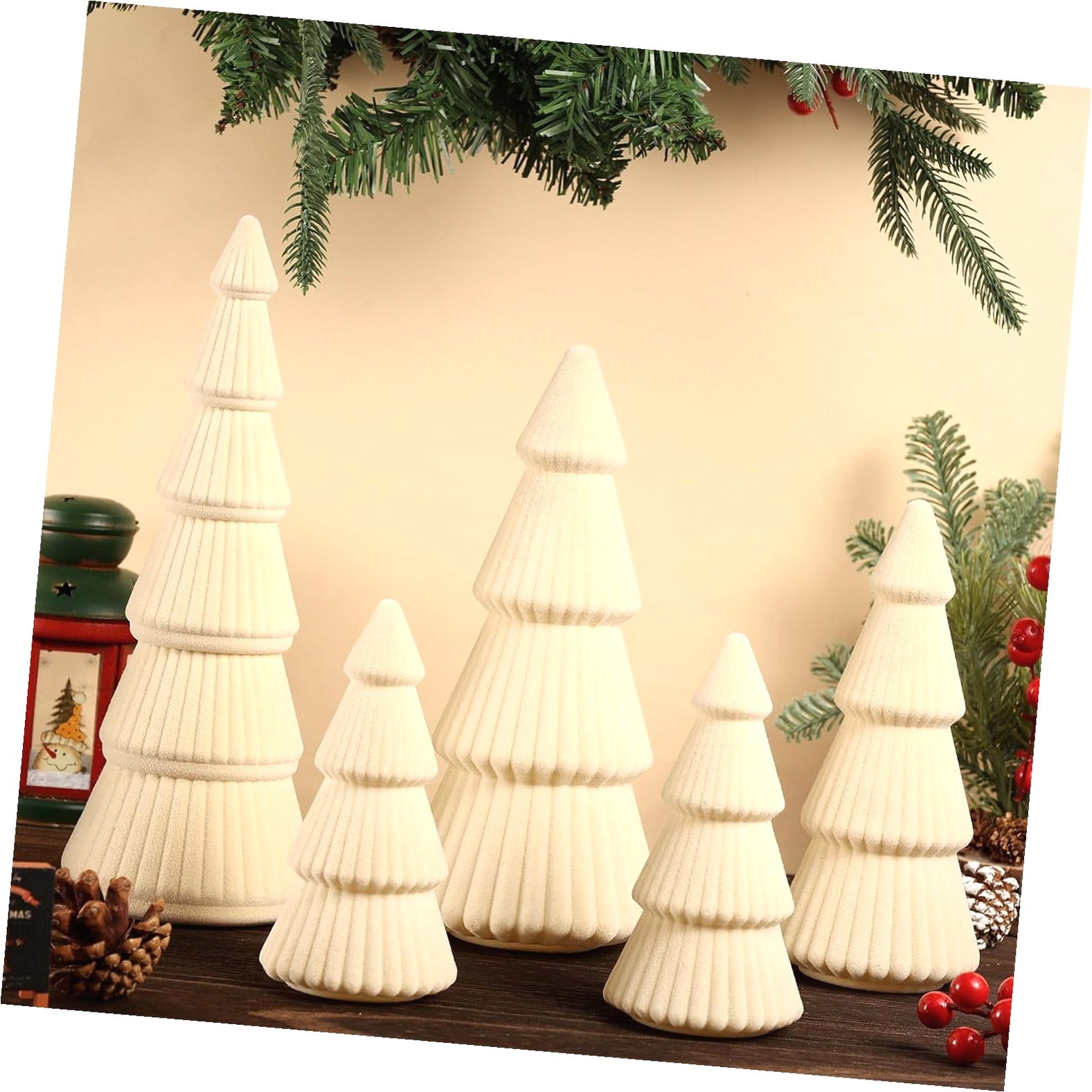 SKYSONIC 5-Piece Christmas Velvet Trees Set, Christmas Decor in 4 Sizes ...