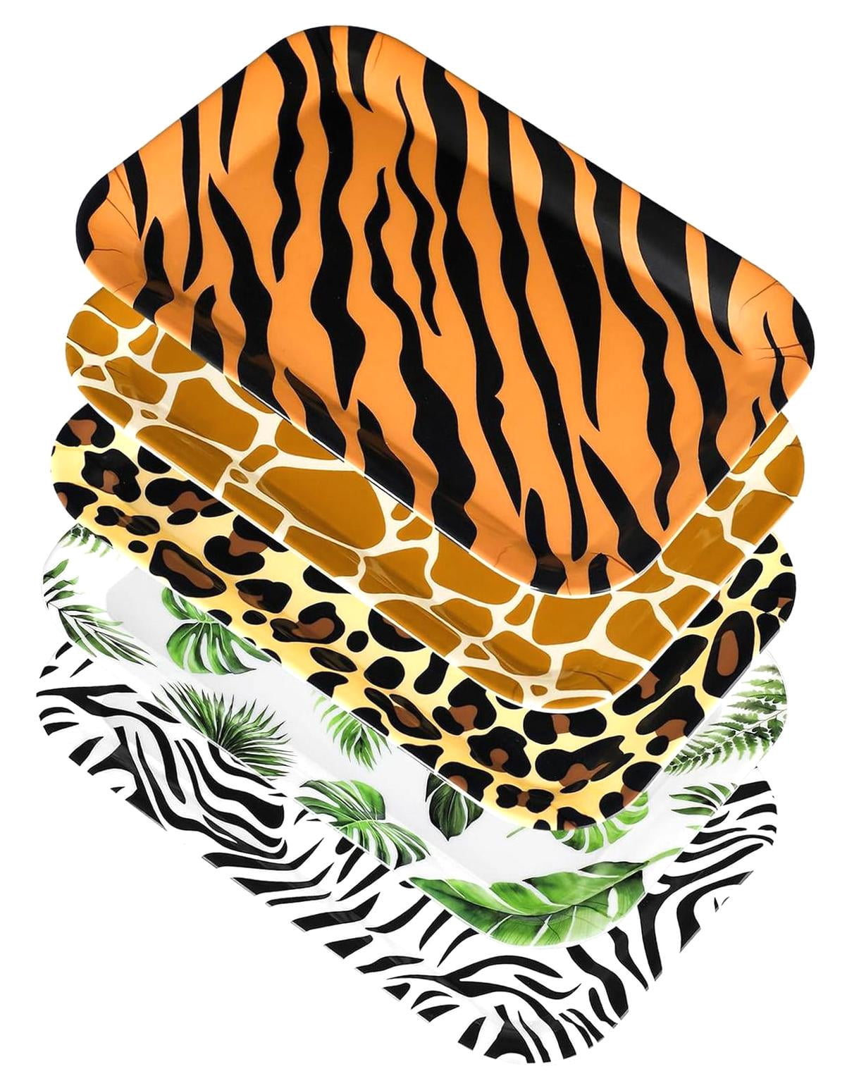 SKYSONIC 5 Piece Jungle Wild Animal Serving Tray Set 12 x 8 Inch Zoo ...