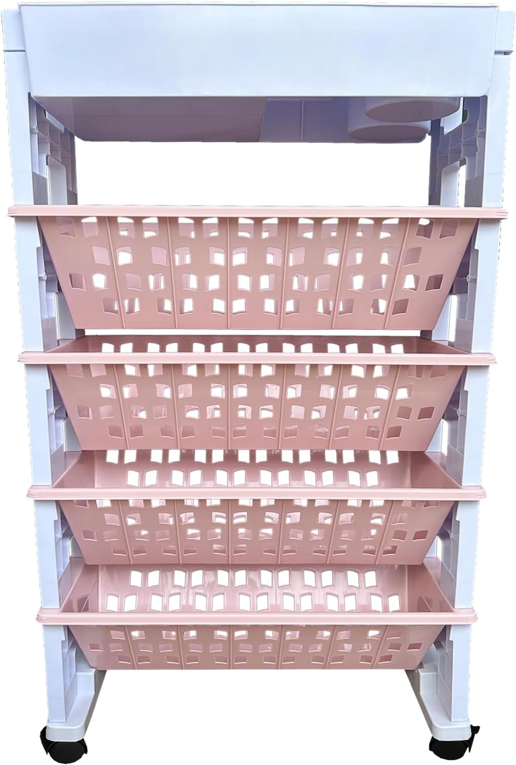 SKYSONIC 5 Tier Rolling Utility Book Cart, Movable Booksh Organizer ...