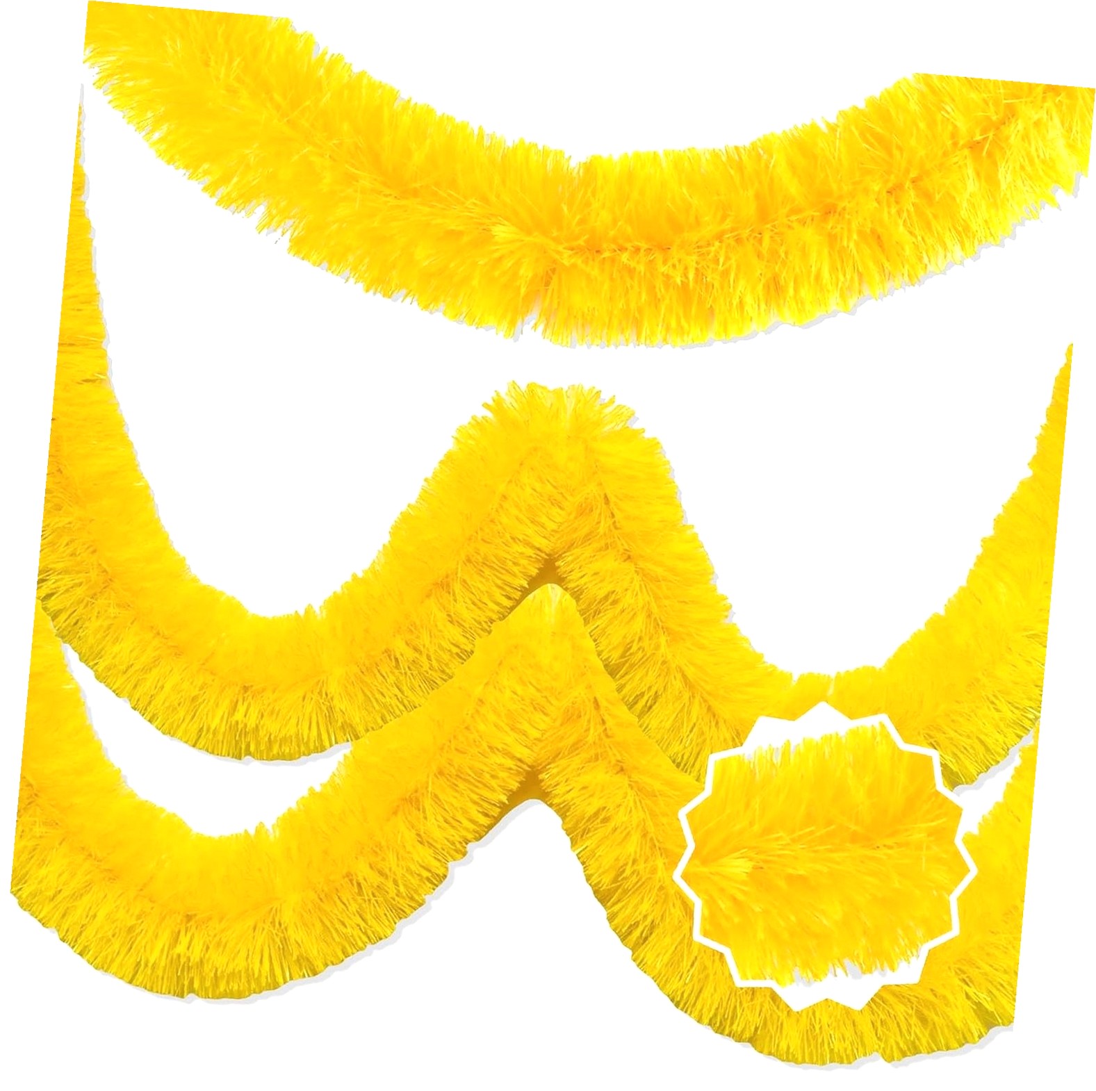 SKYSONIC 50 Feet Macaron Yellow Christmas Tinsel Garland, Metallic Foil ...
