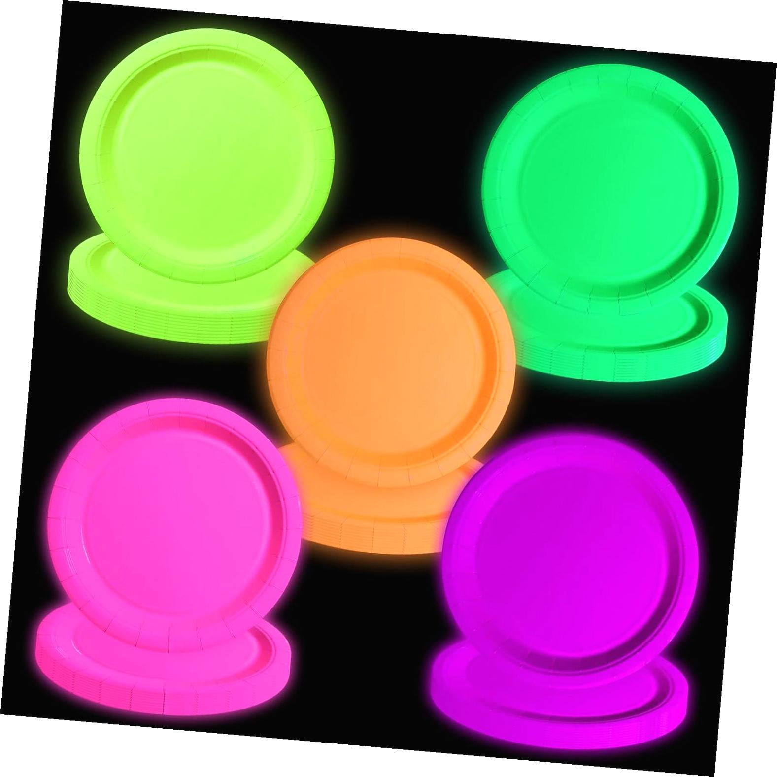 SKYSONIC 50 Pieces Glow in the Dark Neon Party Supplies, 5 Color Neon ...