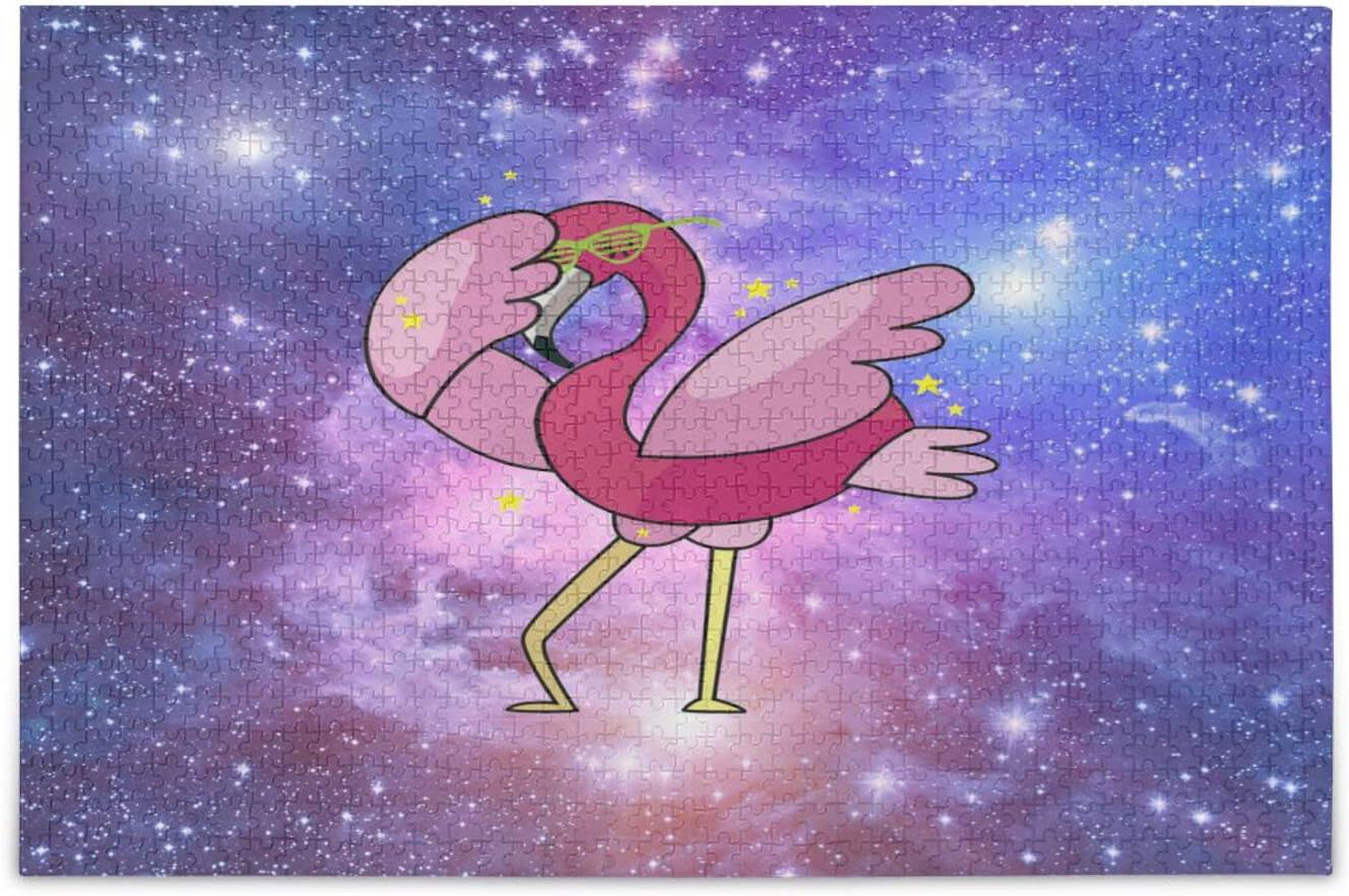 SKYSONIC 500PCS Jigsaw Puzzles Cartoon Flamingo in The Starry Sky Adult ...