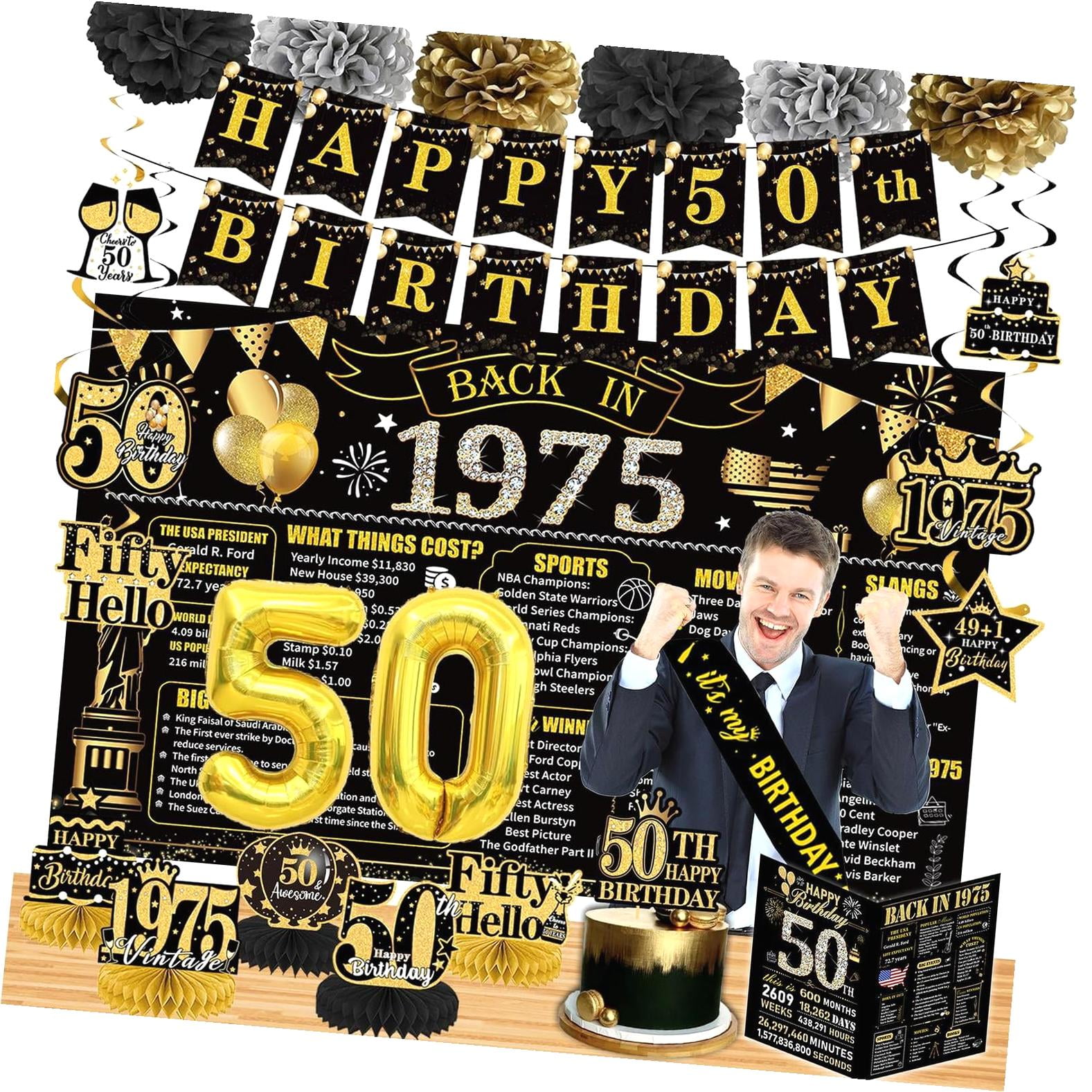 SKYSONIC 50th Birthday Decor for Men and Women, 35PCS Vintage 1975 ...