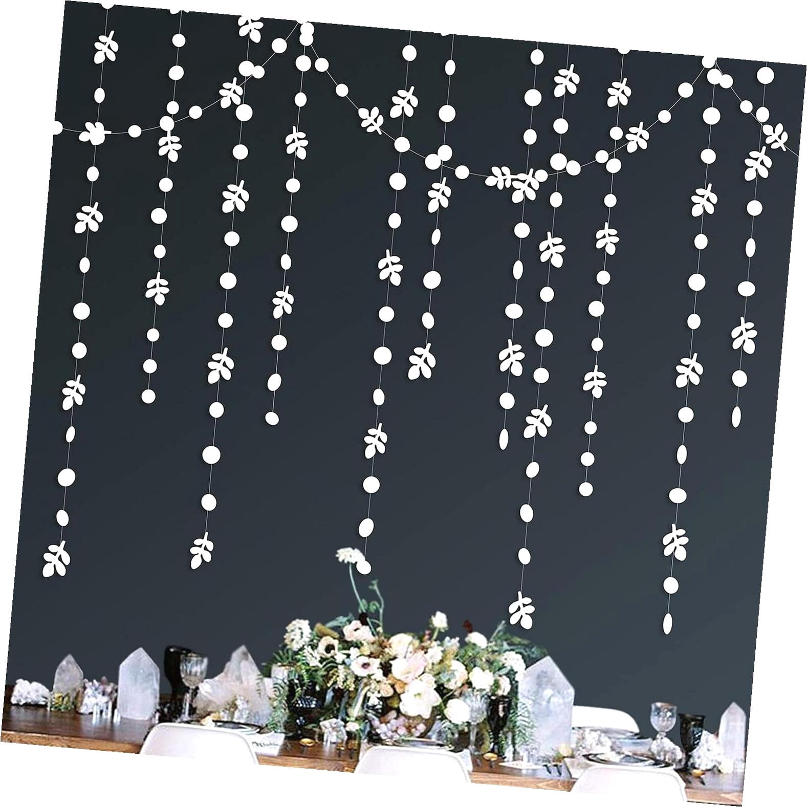 SKYSONIC 52 Ft White Party Decorations Leaf Garland Kit Paper Hanging ...