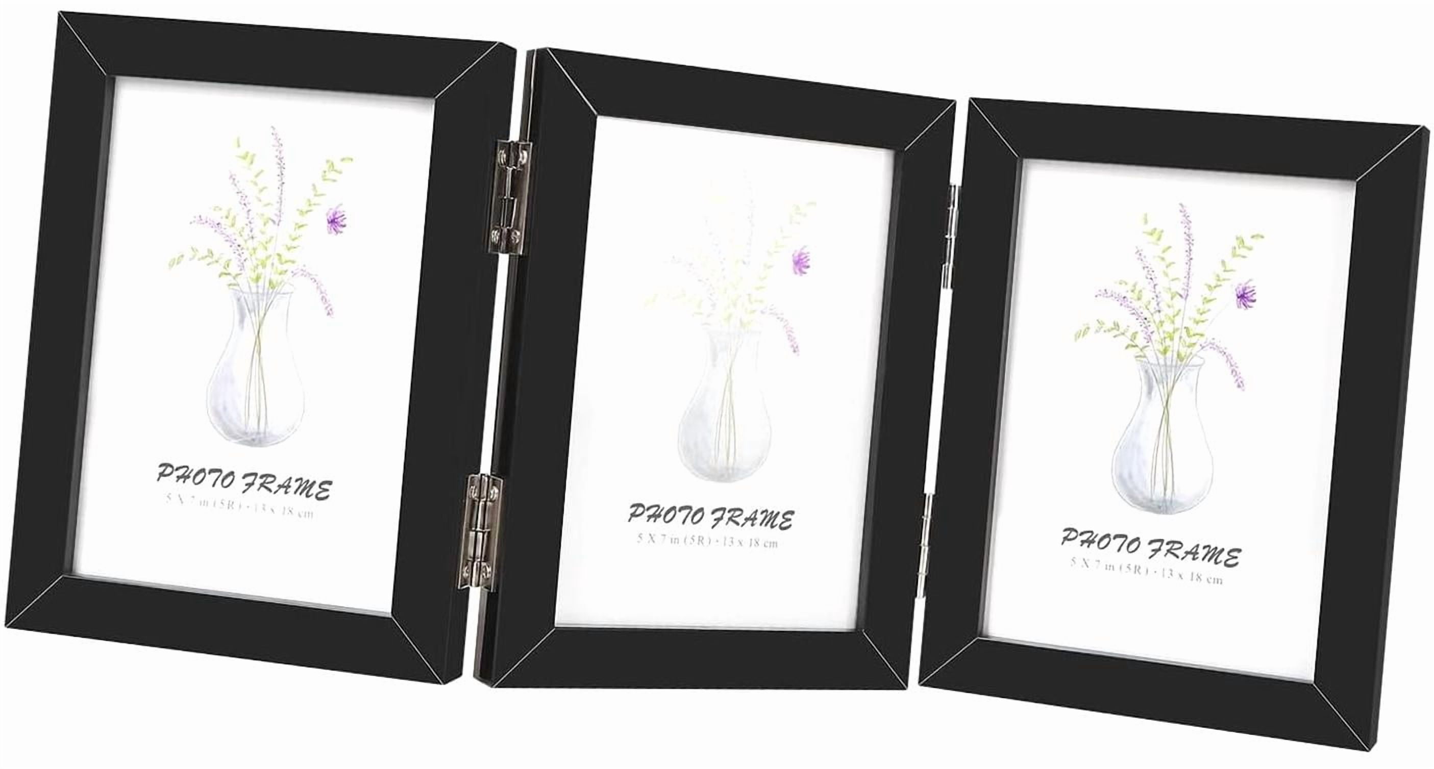 SKYSONIC 5x7 Triple Hinged Photo Frame, MDF Board, Three Openings ...