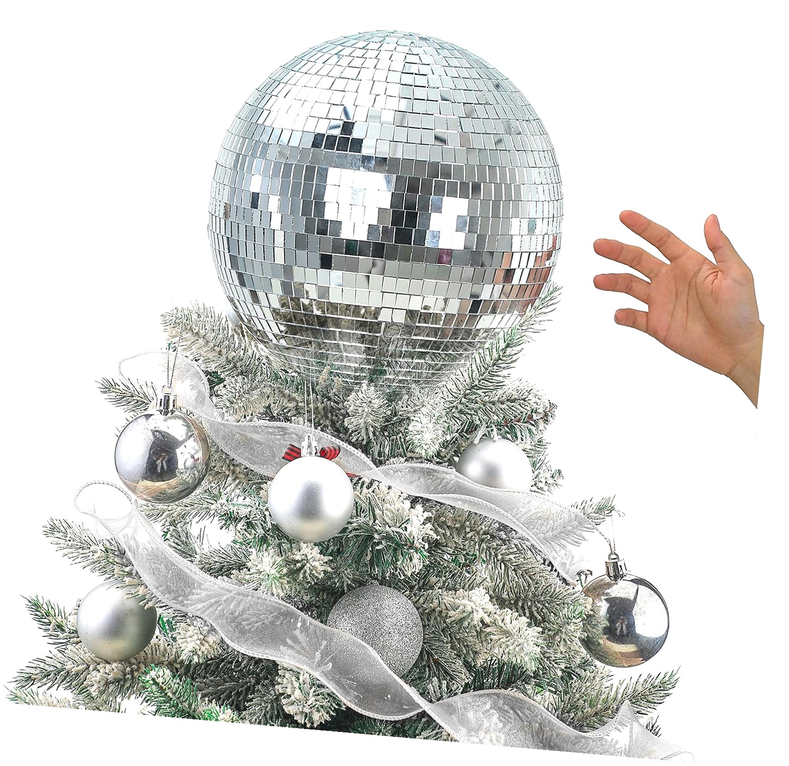 SKYSONIC 6'' Christmas Tree Topper Silver Mirror Xmas Tree Topper 3D ...